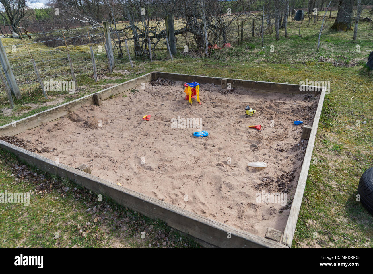 Sand pit in a rural school and nursery Stock Photo - Alamy
