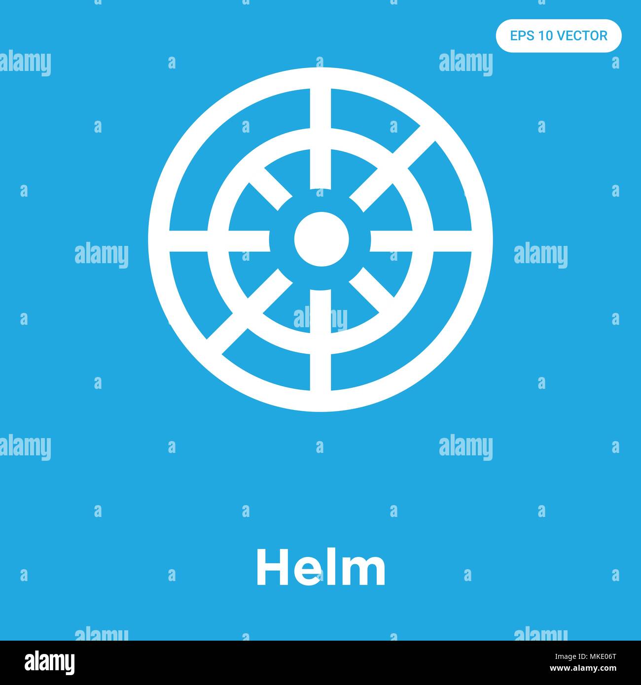 Helm vector icon isolated on blue background, sign and symbol Stock ...