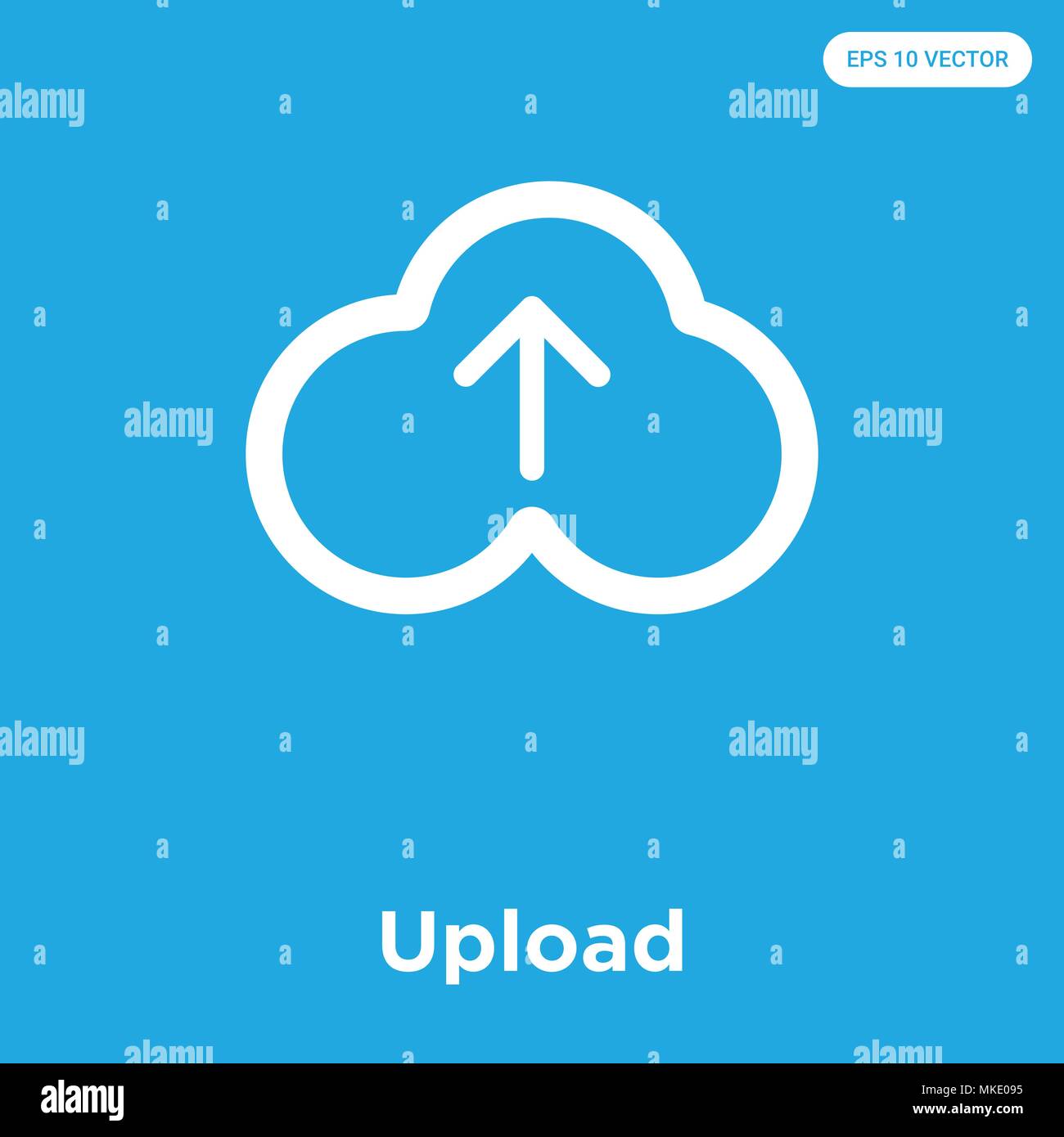 Upload vector icon isolated on blue background, sign and symbol Stock ...