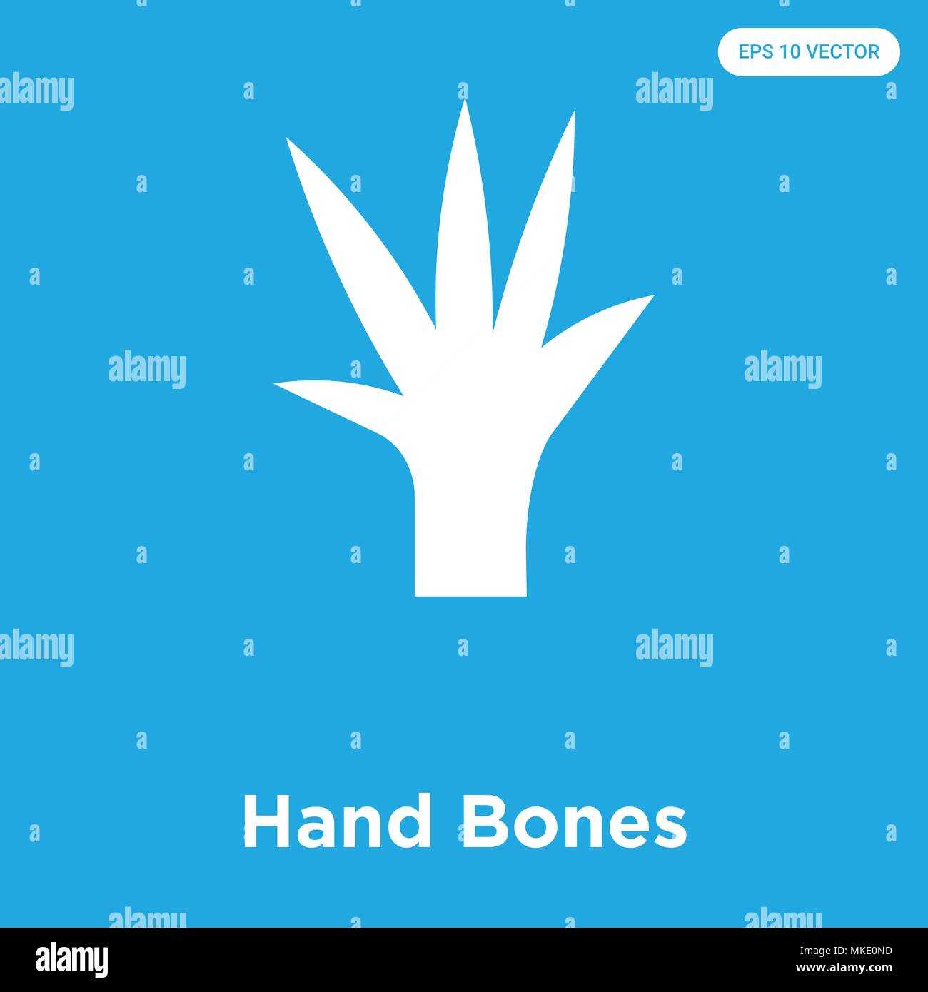 Hand Bones vector icon isolated on blue background, sign and symbol ...