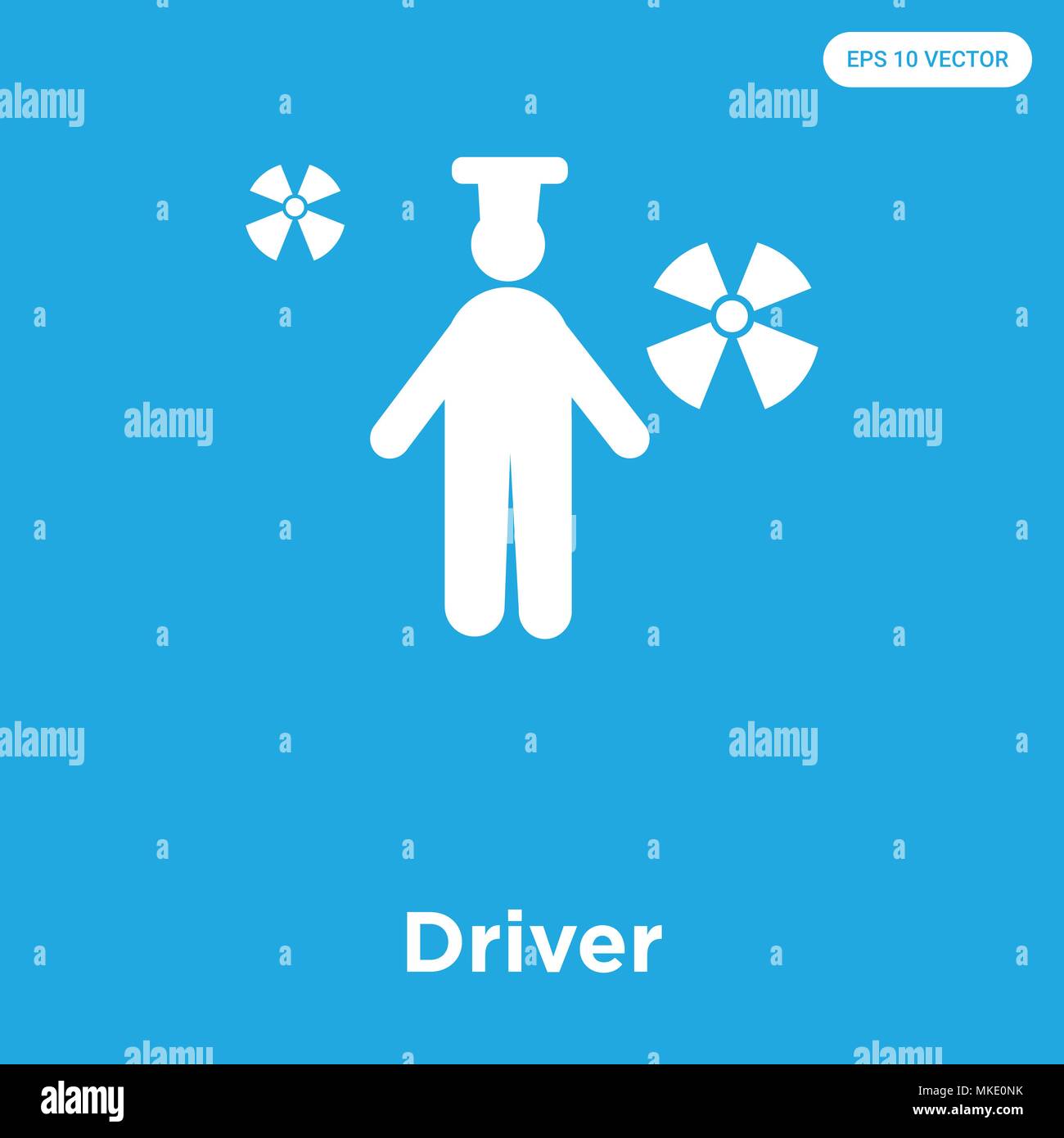 Driver vector icon isolated on blue background, sign and symbol Stock ...