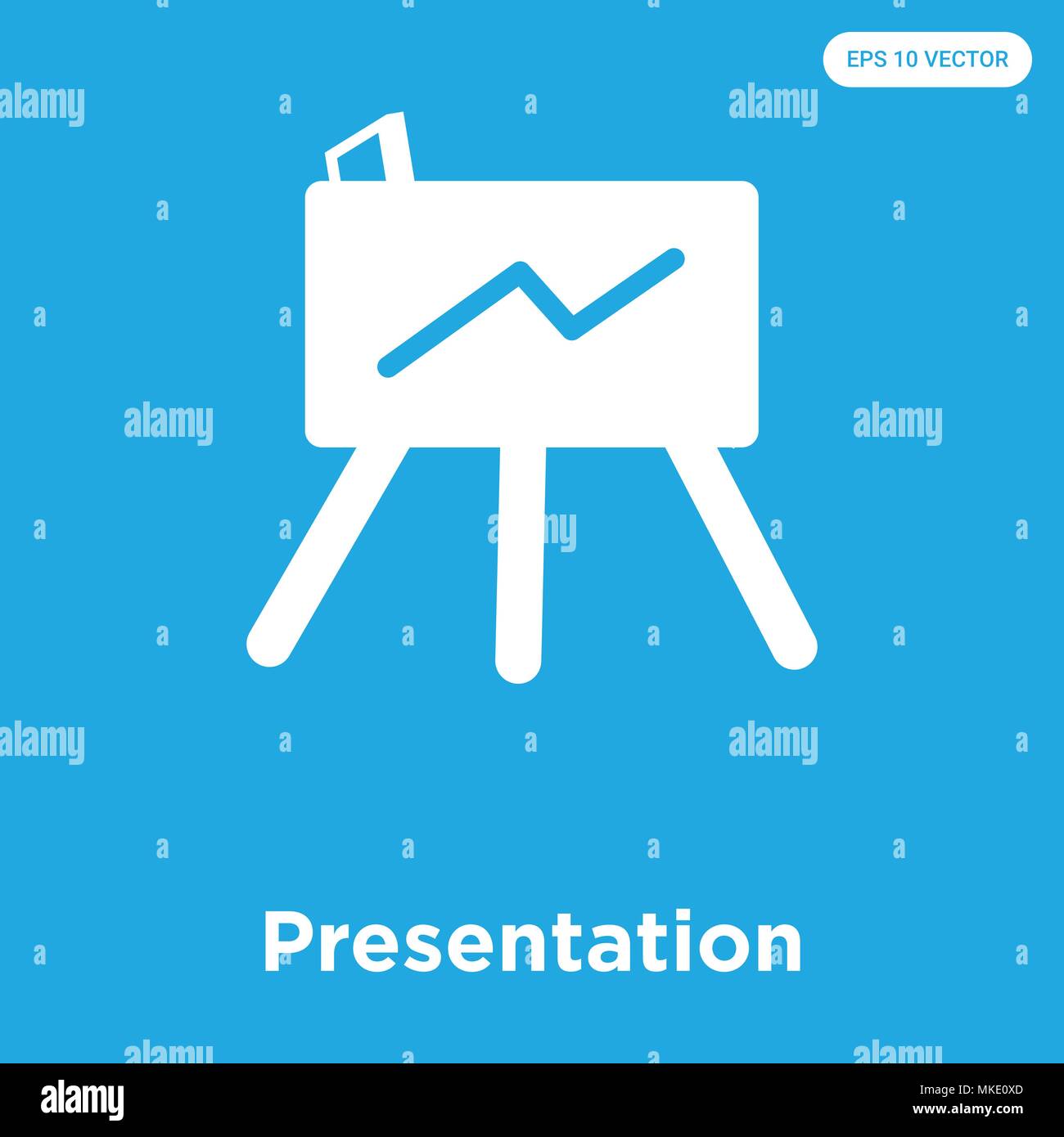 Presentation vector icon isolated on blue background, sign and symbol ...
