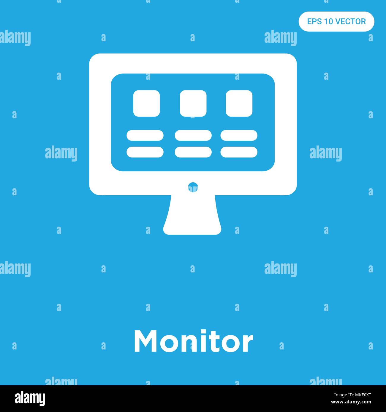Monitor vector icon isolated on blue background, sign and symbol Stock ...