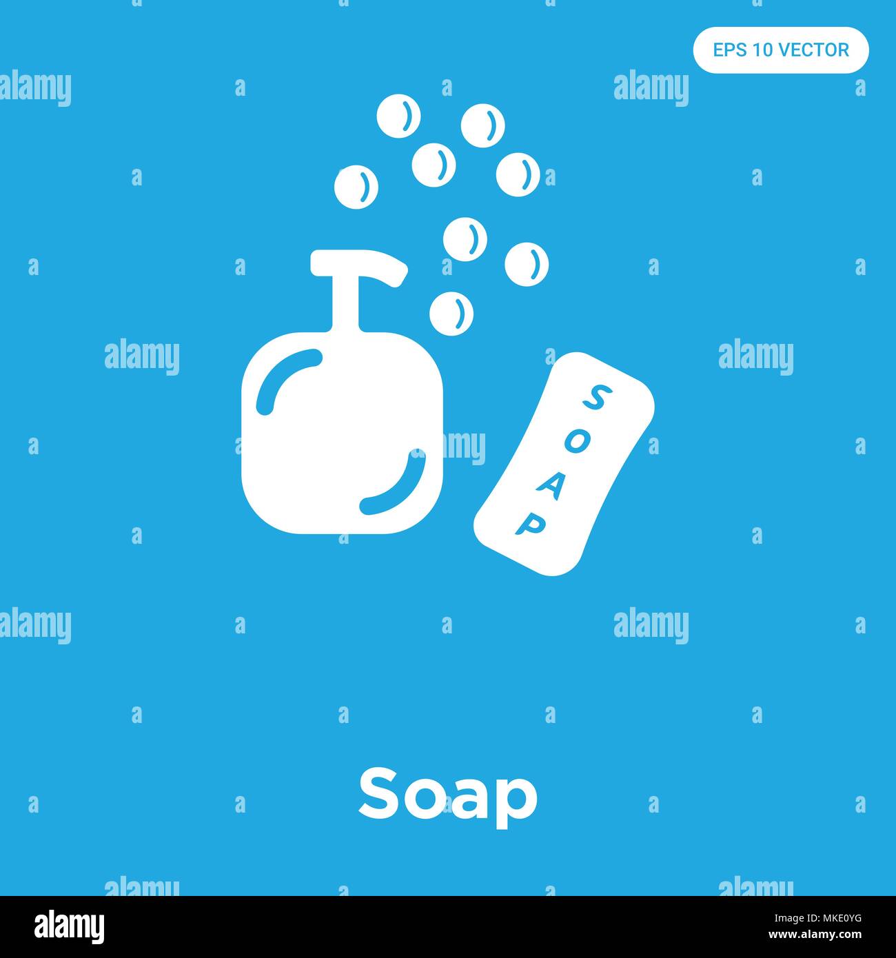 Soap vector icon isolated on blue background, sign and symbol Stock ...