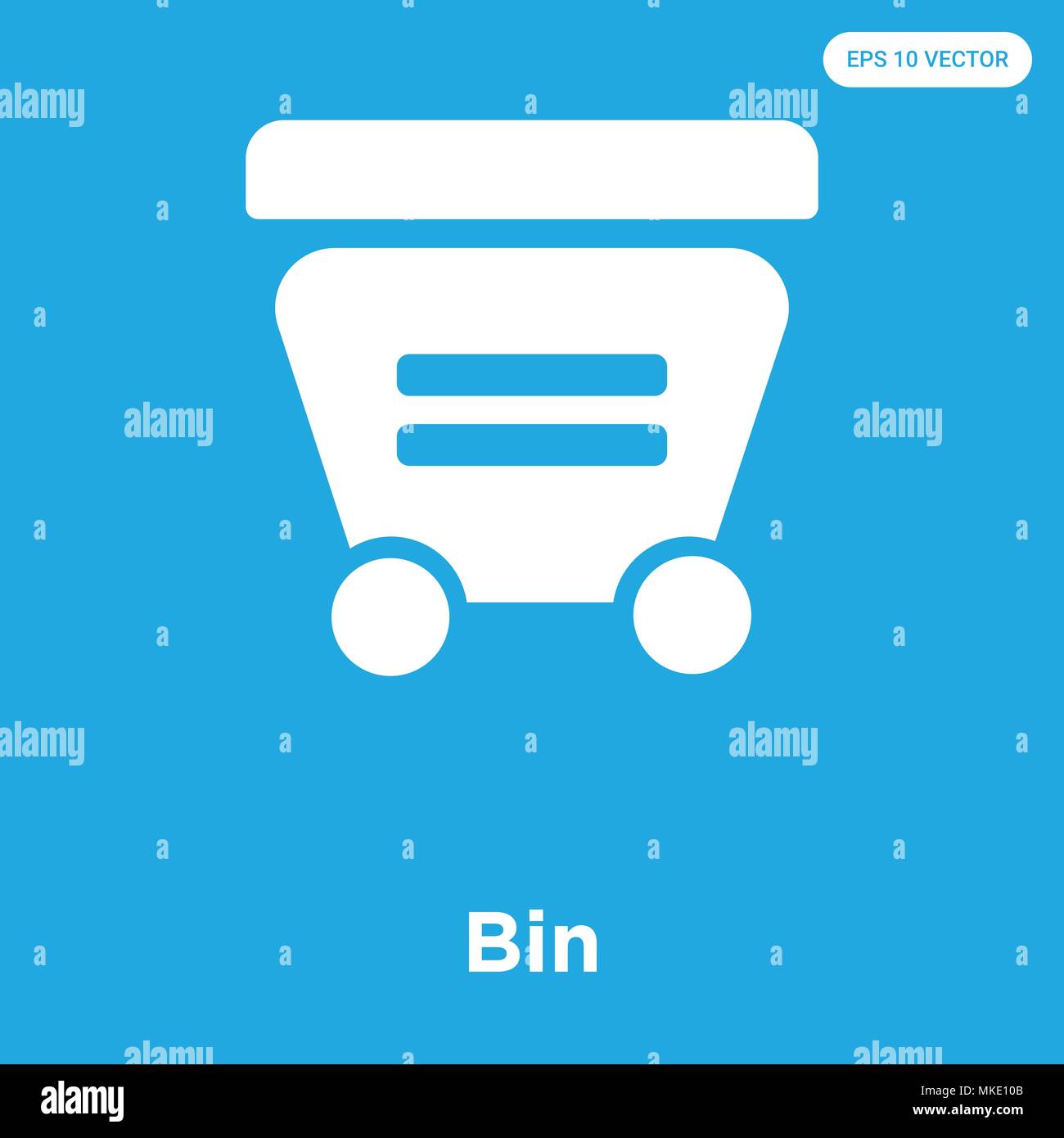 Bin vector icon isolated on blue background, sign and symbol Stock ...