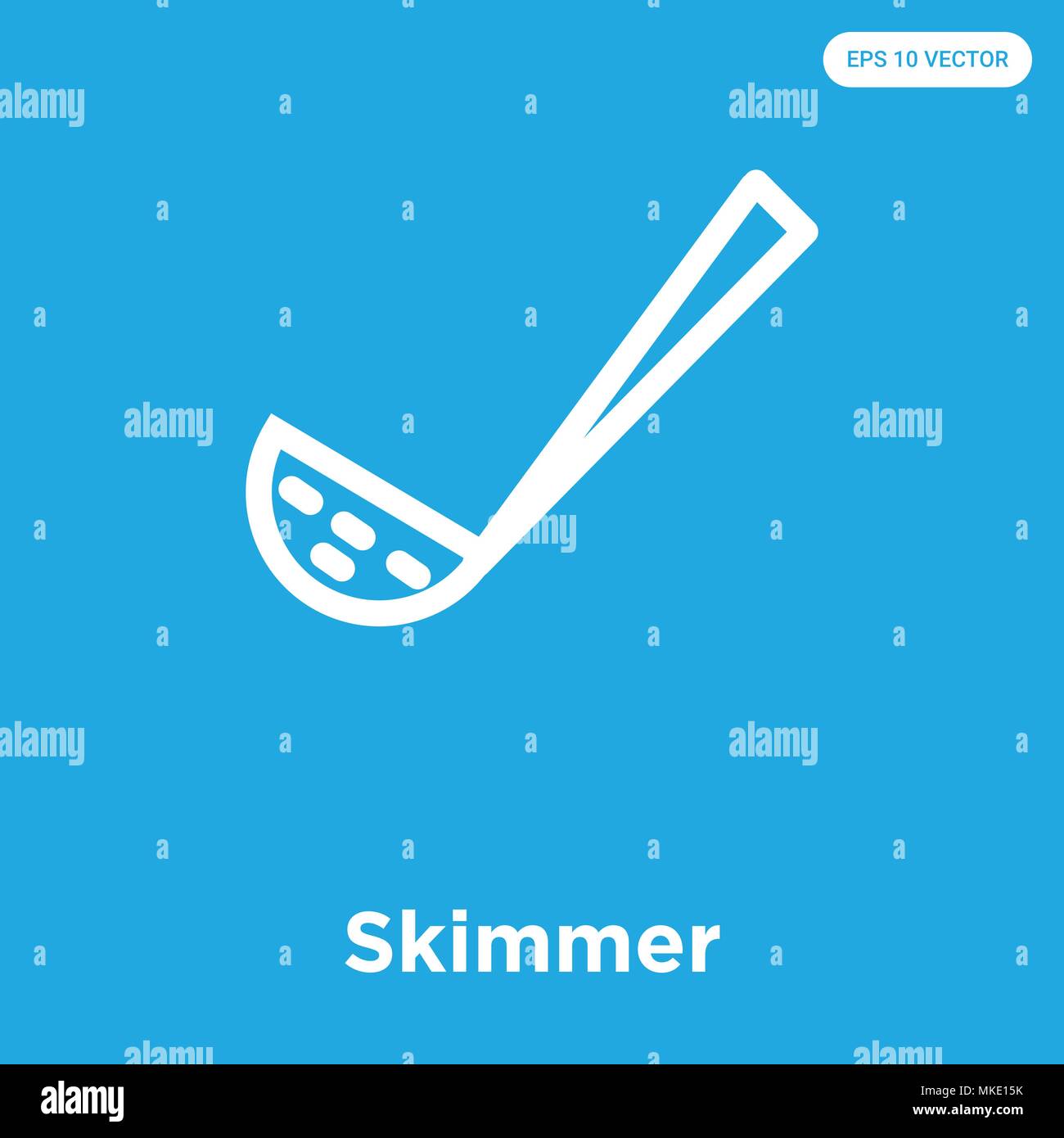 Skimmer vector icon isolated on blue background, sign and symbol Stock ...