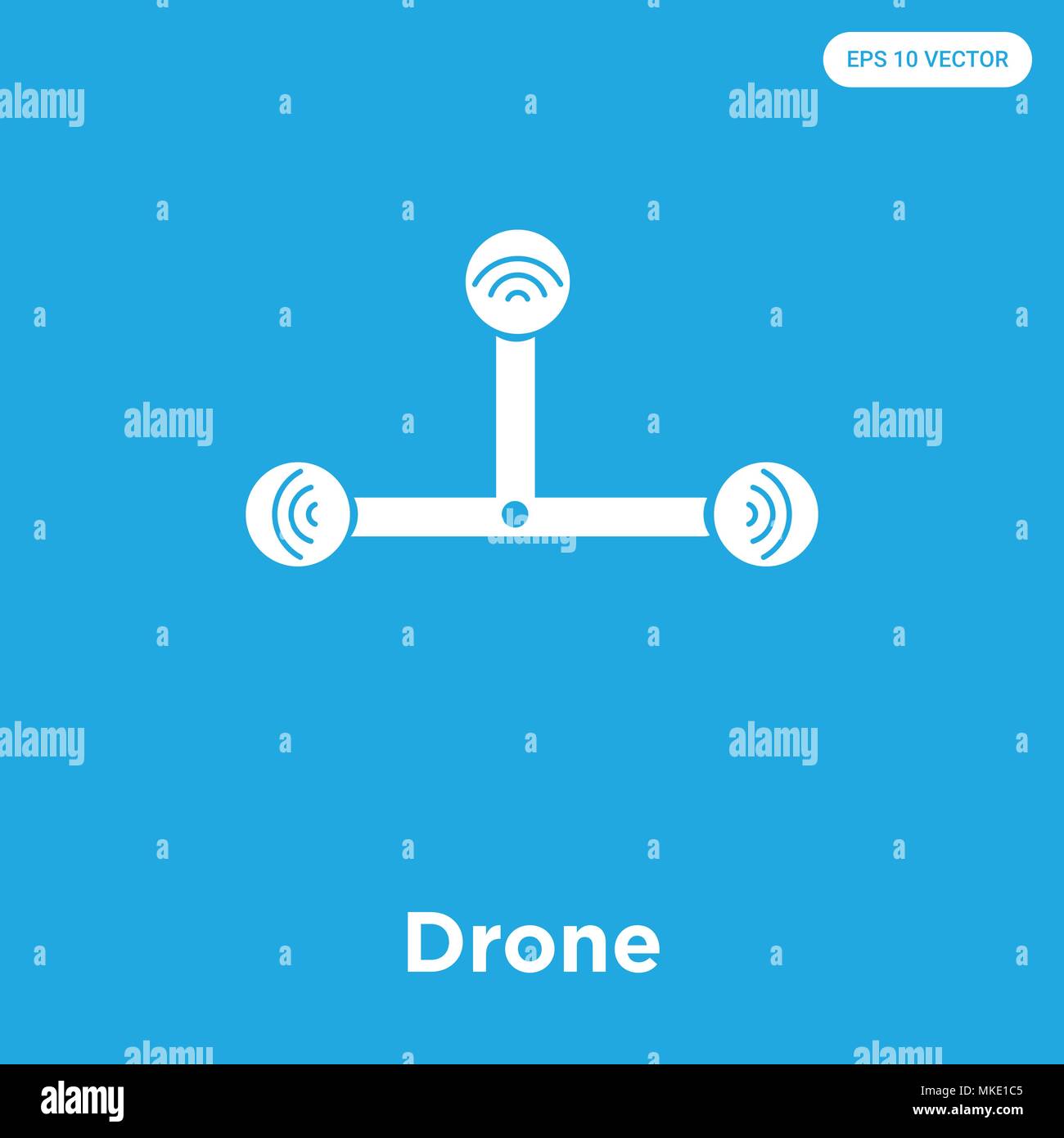 Drone vector icon isolated on blue background, sign and symbol Stock ...