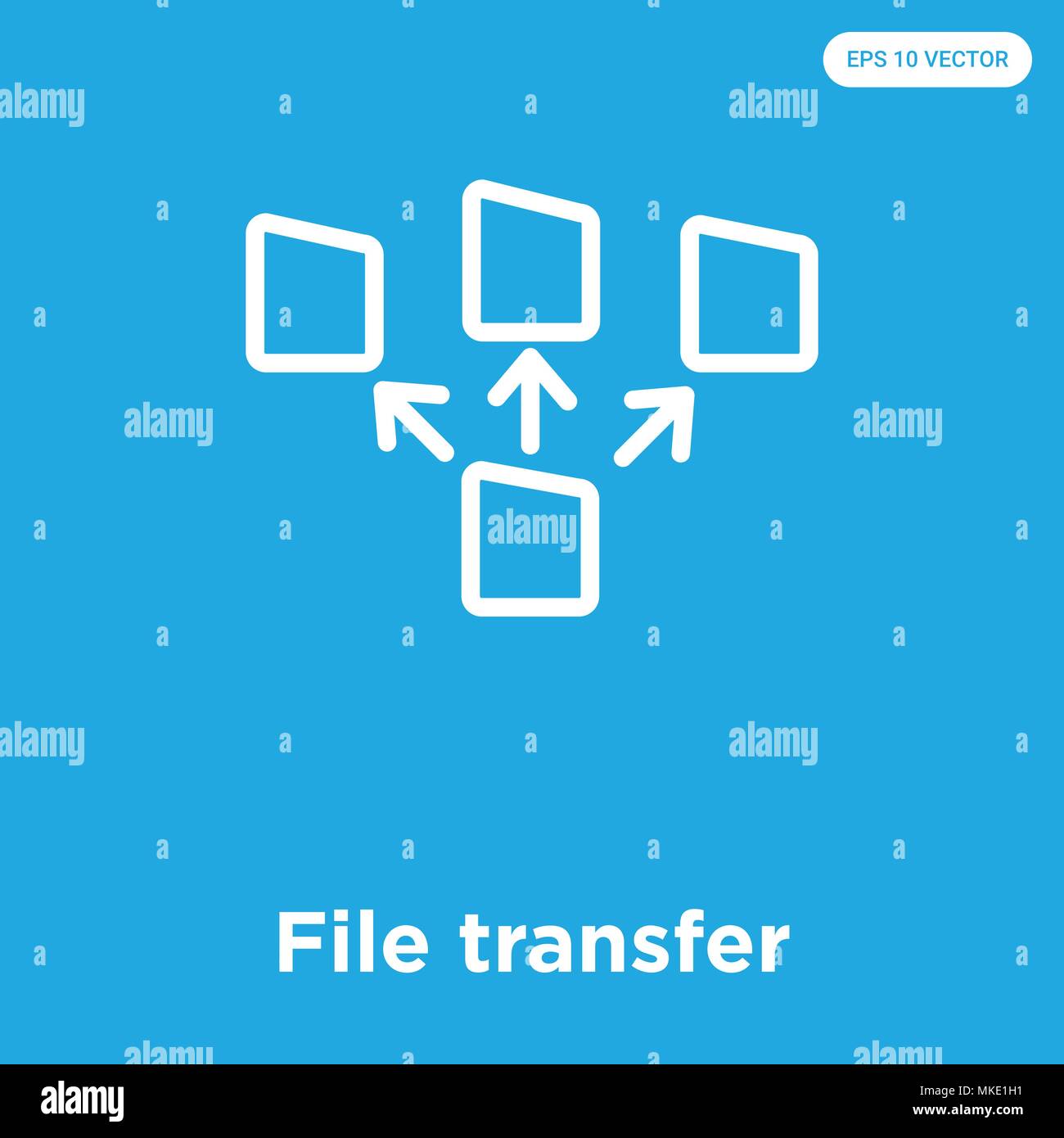 File transfer vector icon isolated on blue background, sign and symbol ...