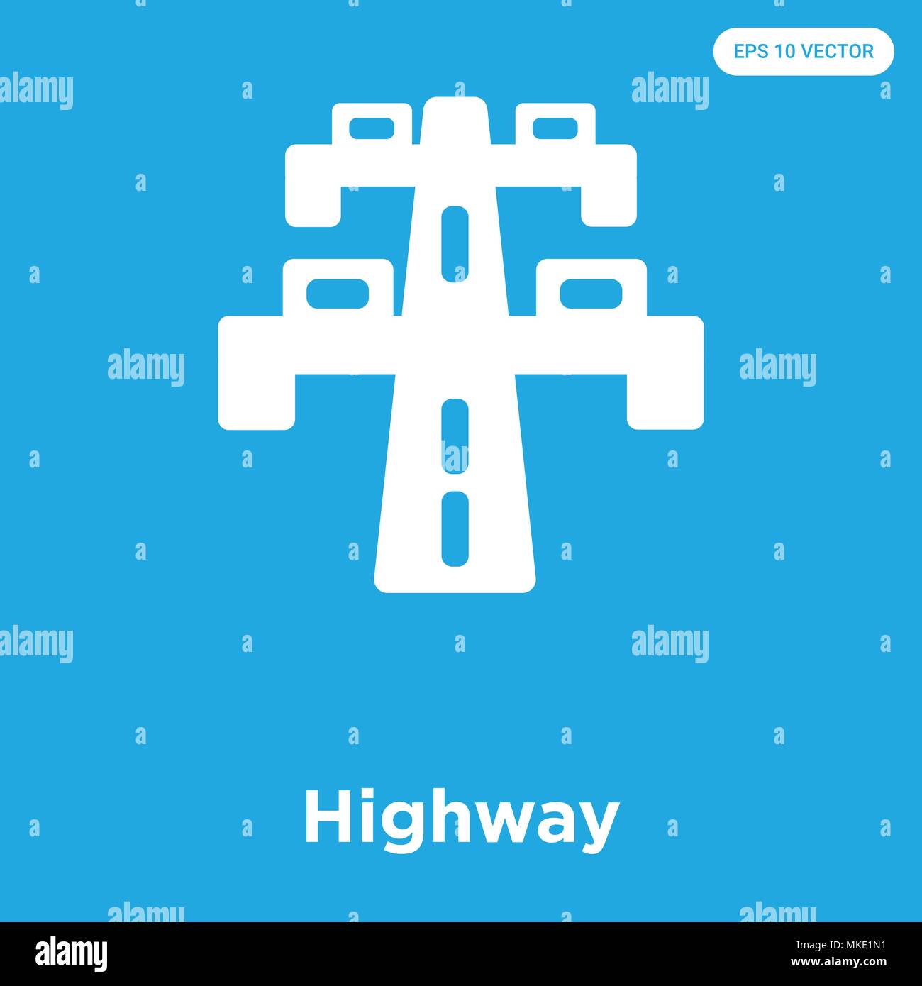 Highway vector icon isolated on blue background, sign and symbol Stock ...