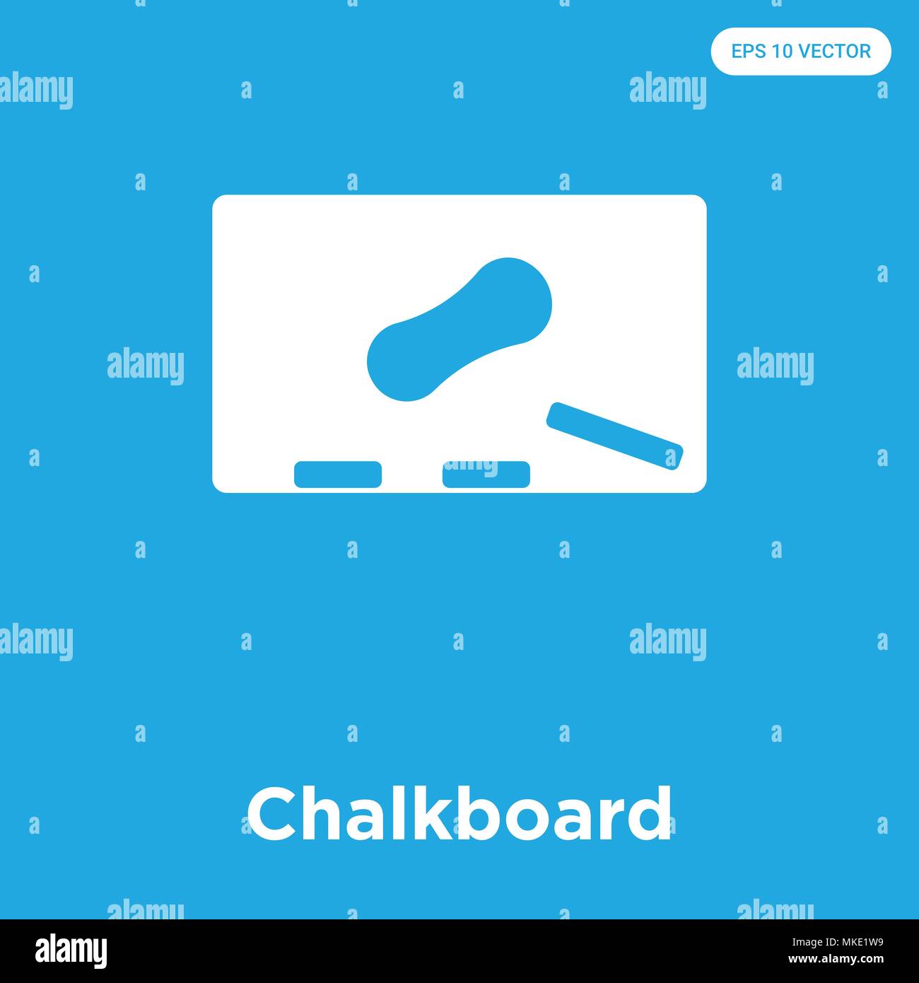 Chalkboard vector icon isolated on blue background, sign and symbol ...