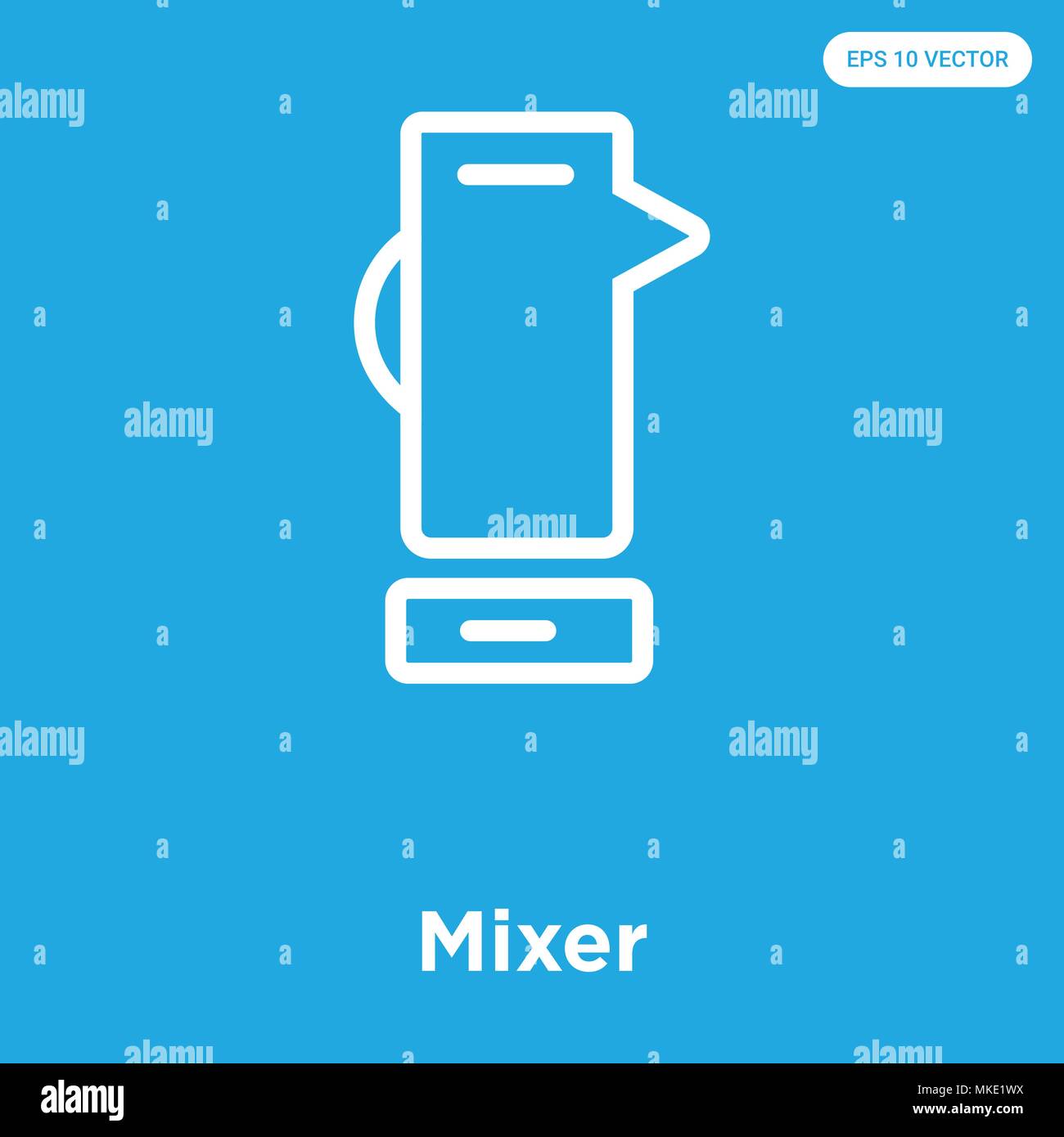 Mixer vector icon isolated on blue background, sign and symbol Stock ...