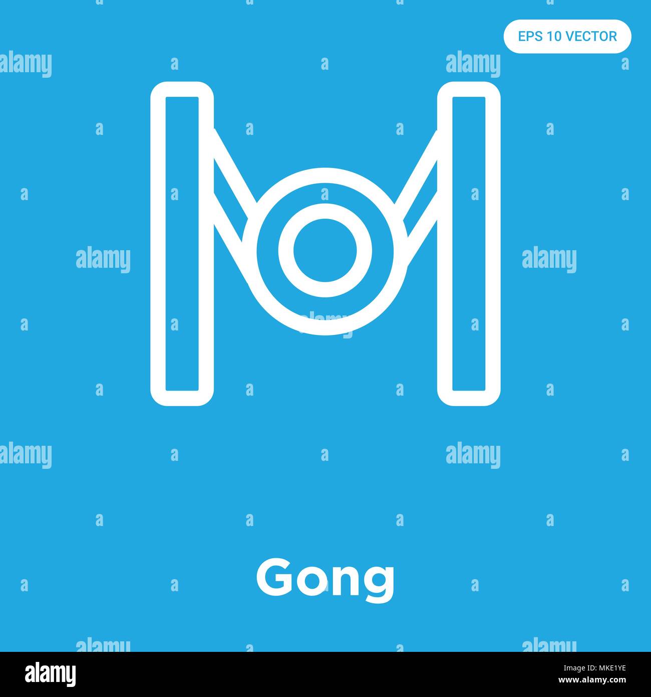 Gong vector icon isolated on blue background, sign and symbol Stock ...