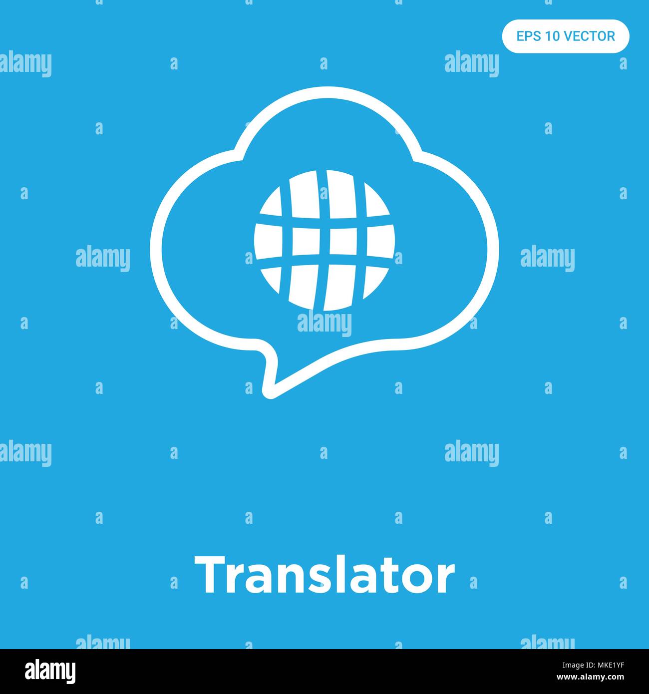 Translator vector icon isolated on blue background, sign and symbol ...