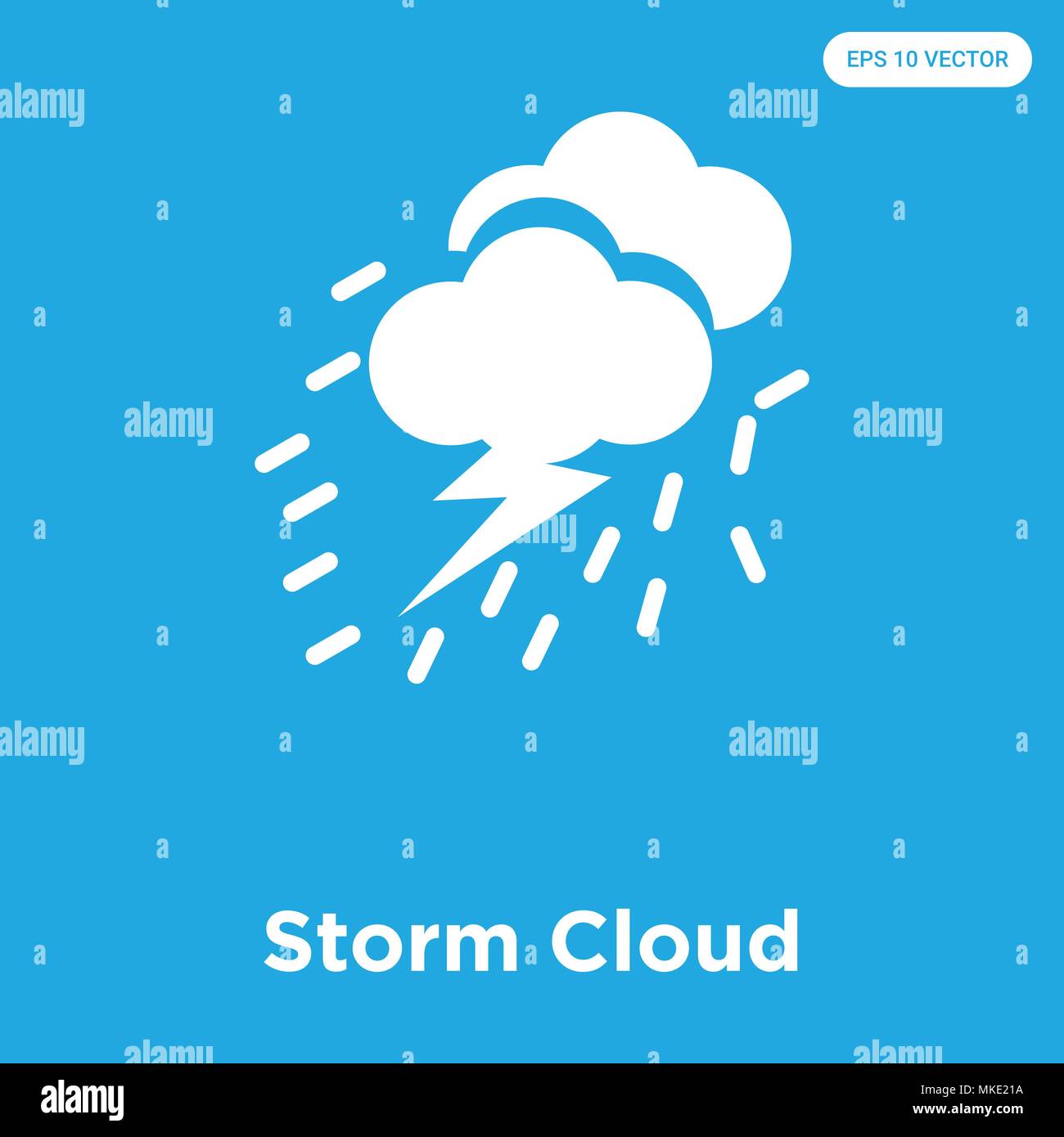 Storm Cloud vector icon isolated on blue background, sign and symbol ...