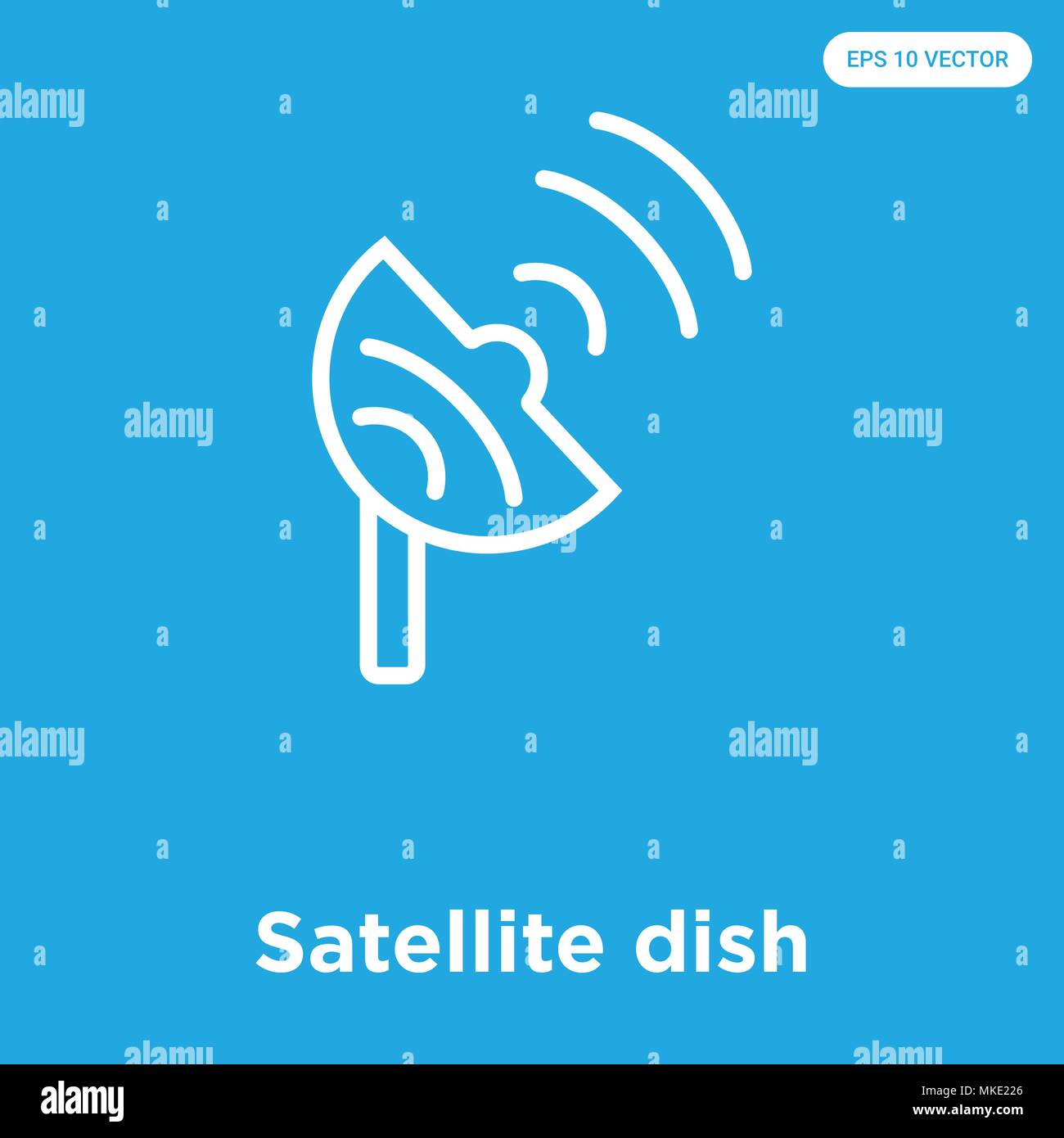 Satellite dish vector icon isolated on blue background, sign and symbol ...