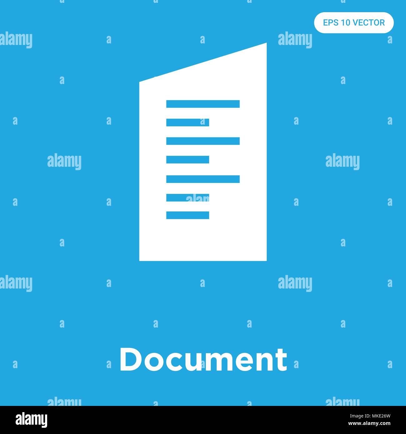 Document vector icon isolated on blue background, sign and symbol Stock ...