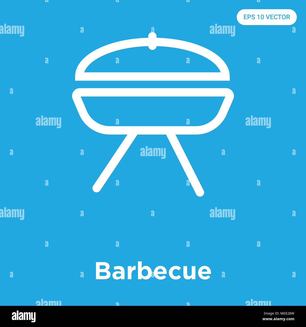 Barbecue vector icon isolated on blue background, sign and symbol Stock ...