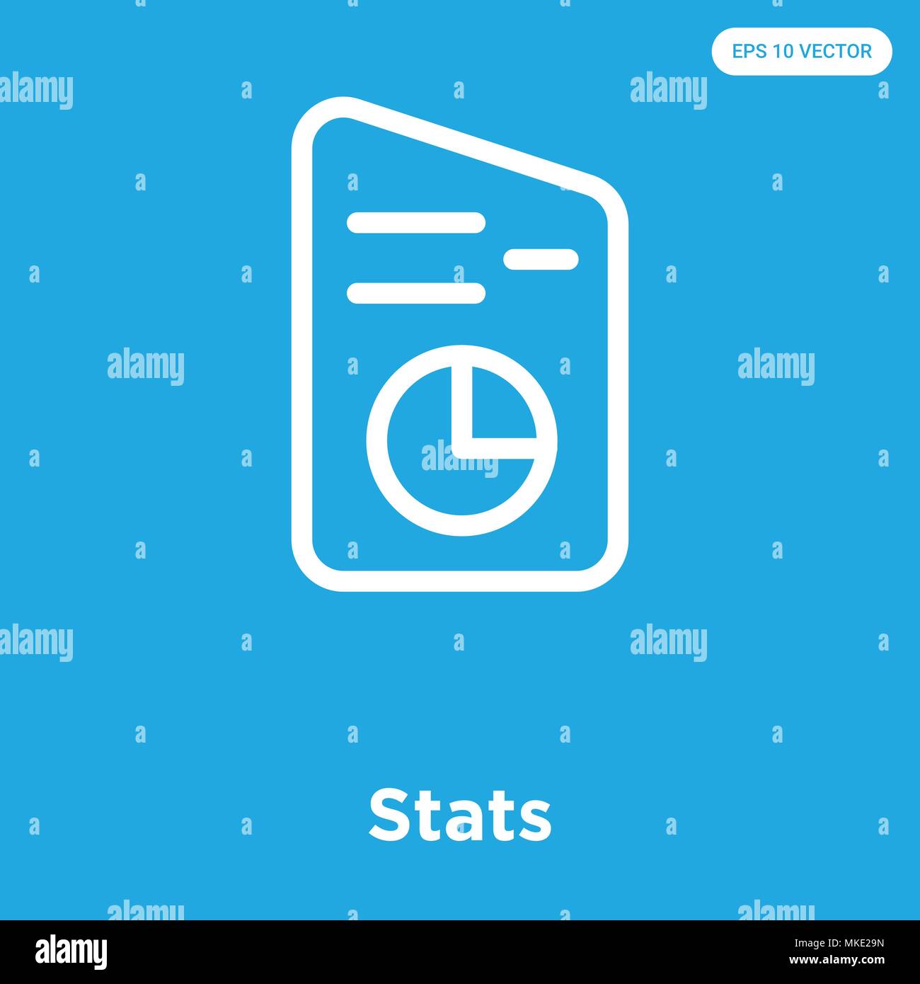 Stats vector icon isolated on blue background, sign and symbol Stock ...