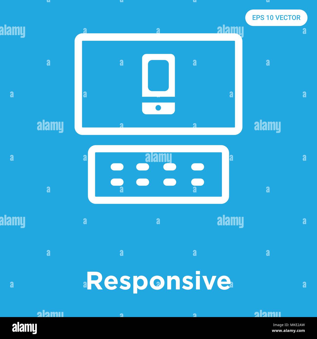 Responsive vector icon isolated on blue background, sign and symbol ...
