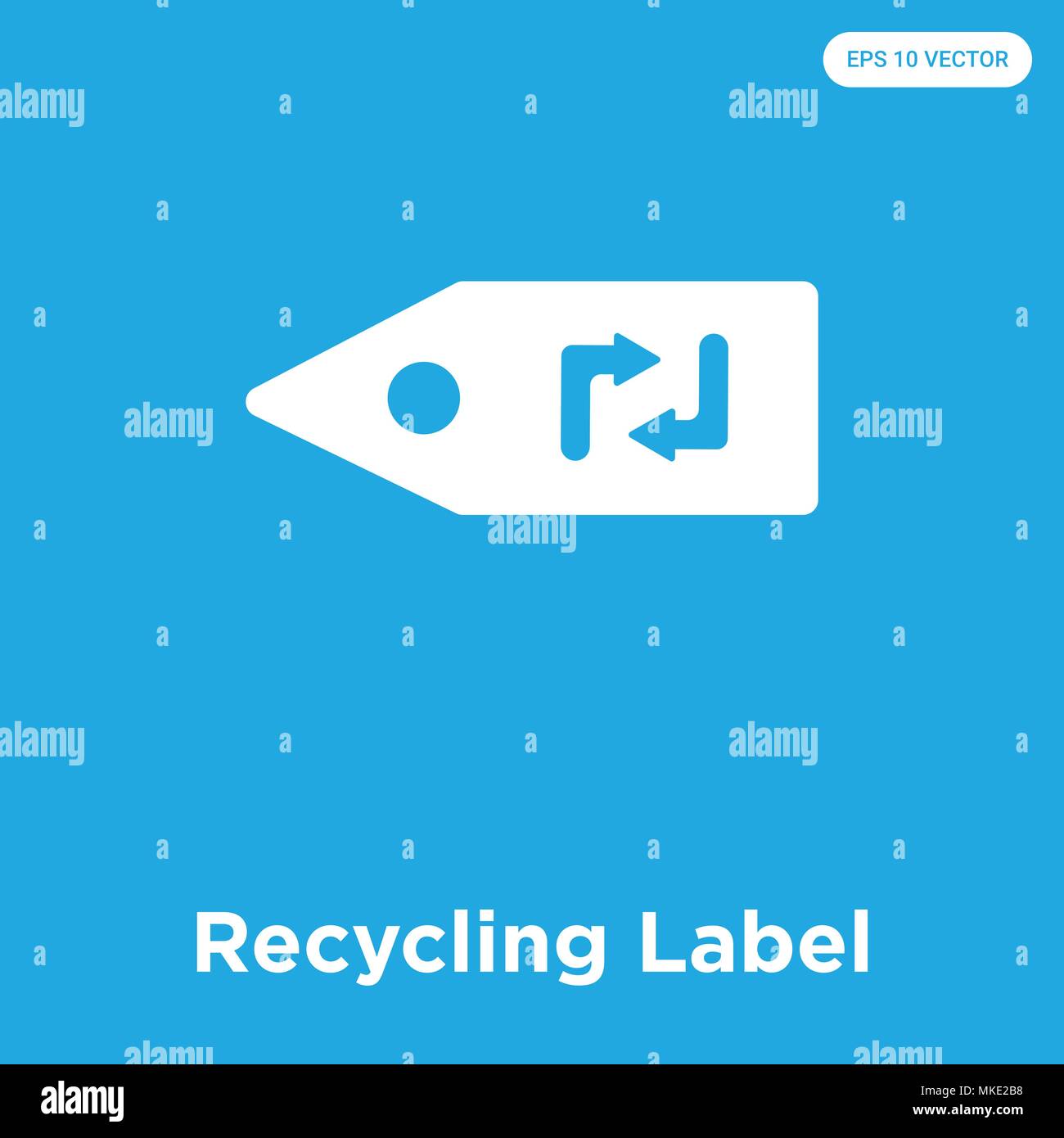 Recycling Label vector icon isolated on blue background, sign and ...