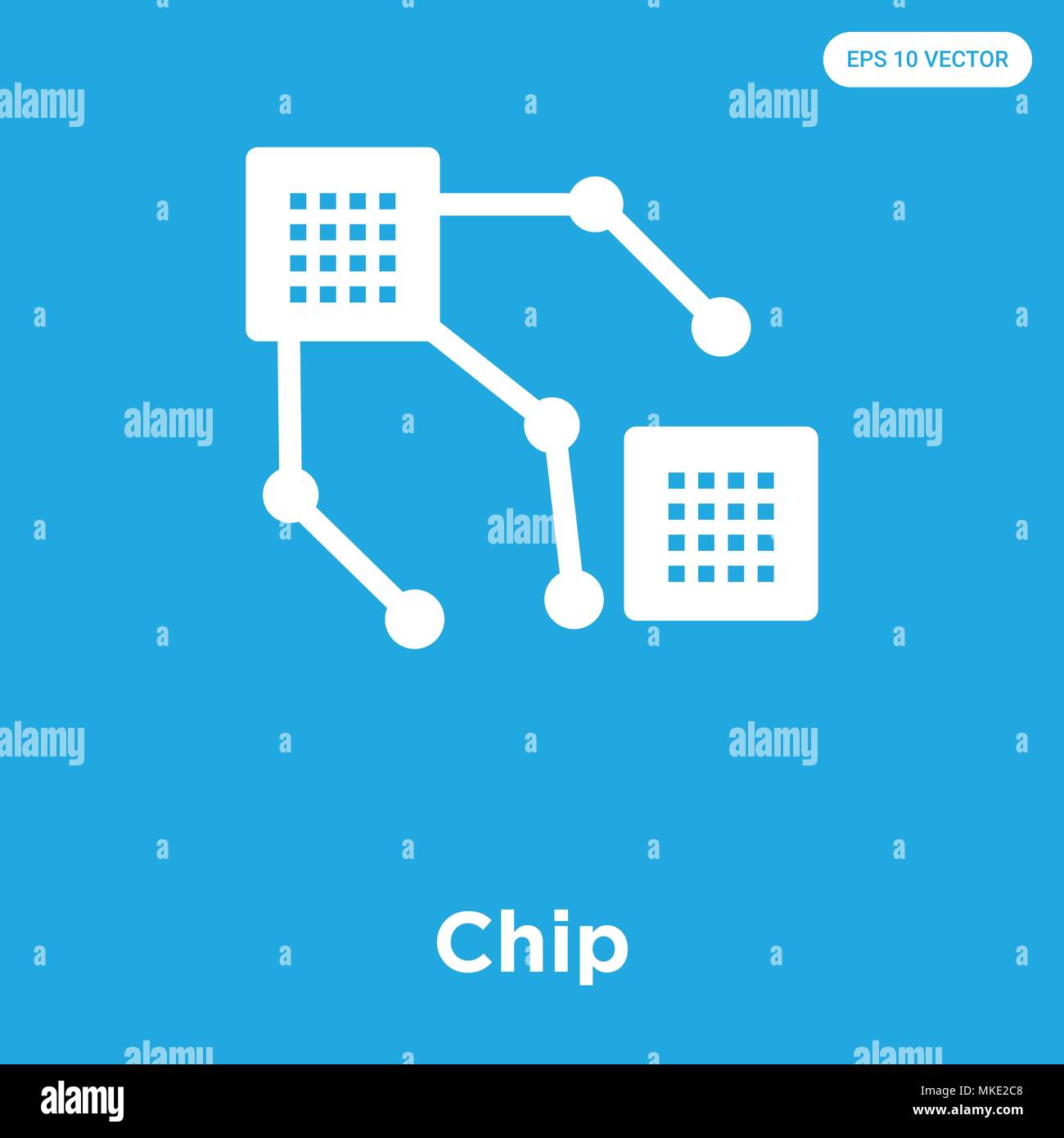 Chip vector icon isolated on blue background, sign and symbol Stock ...