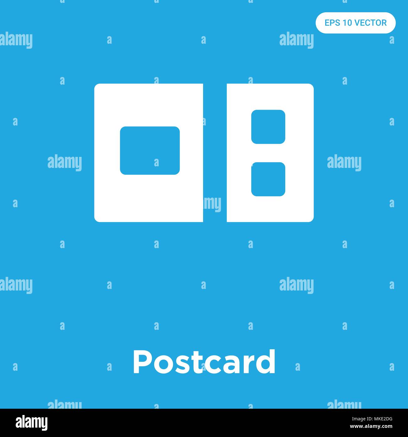 Postcard vector icon isolated on blue background, sign and symbol Stock ...
