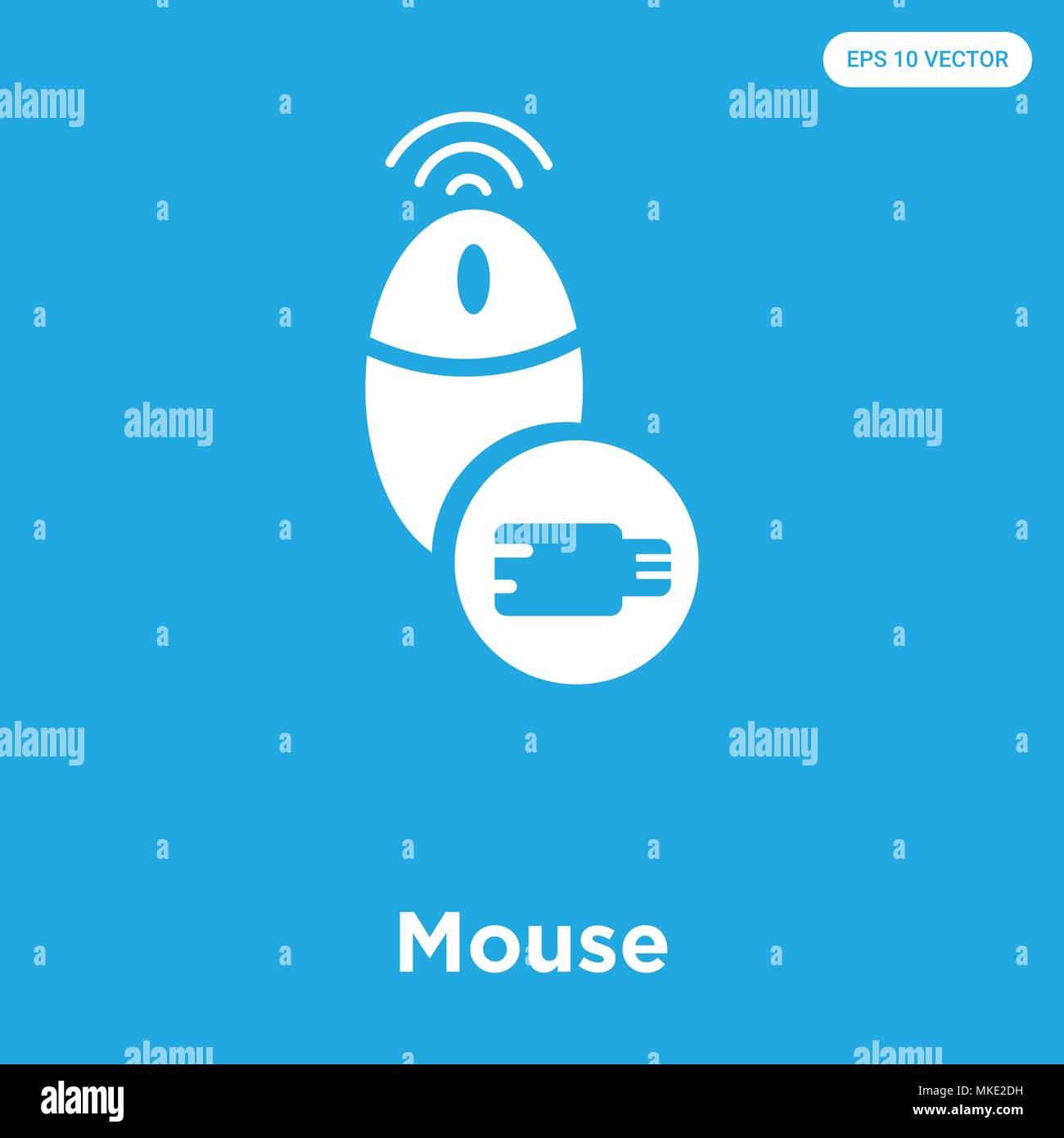 Mouse vector icon isolated on blue background, sign and symbol Stock ...
