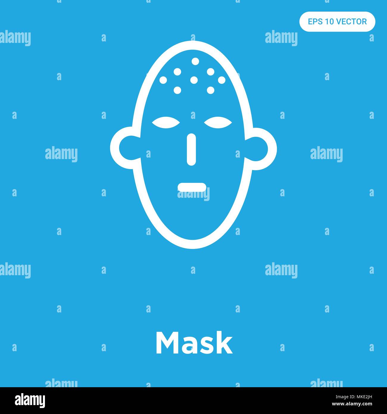 Mask vector icon isolated on blue background, sign and symbol Stock ...