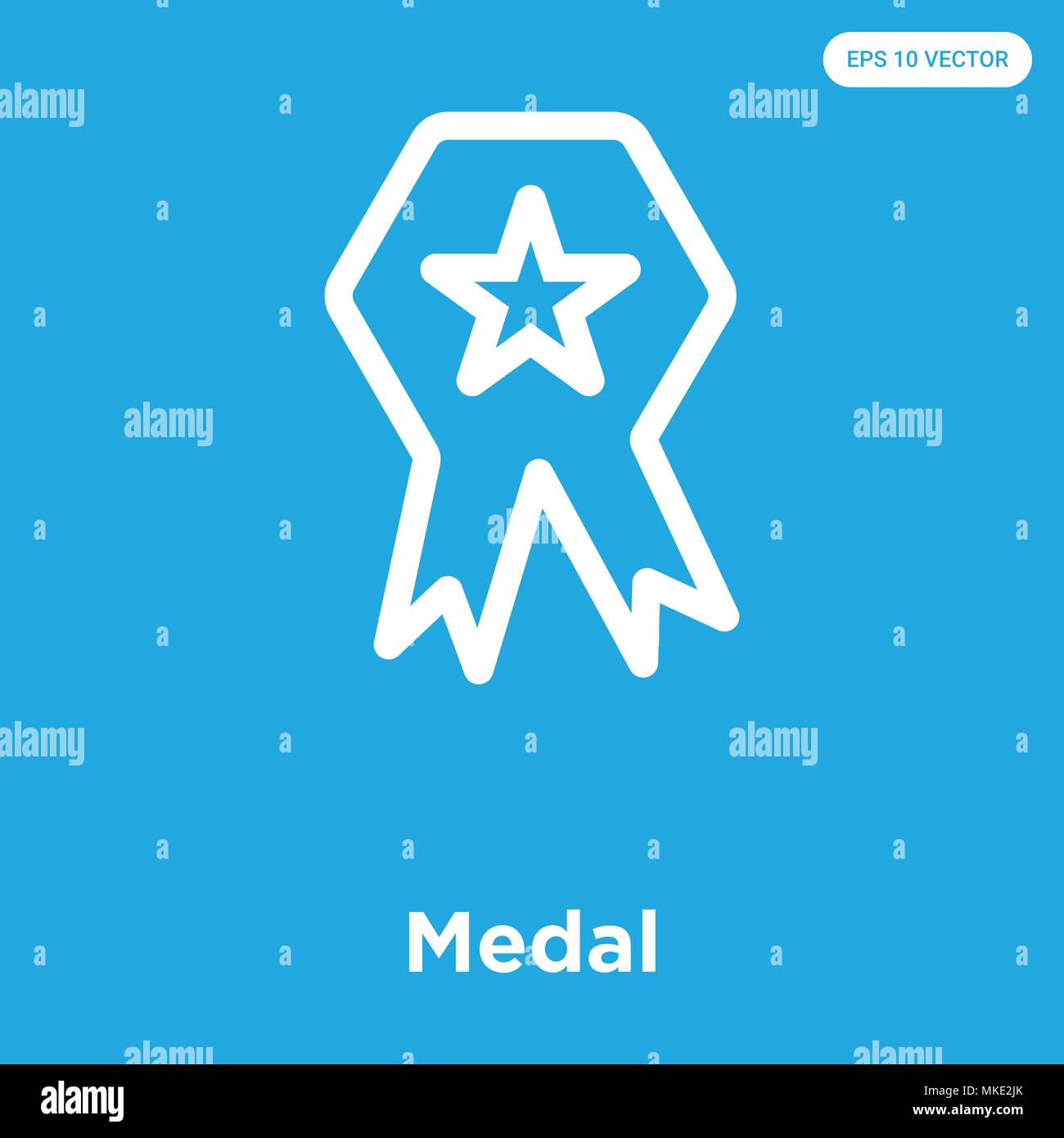 Medal vector icon isolated on blue background, sign and symbol Stock ...