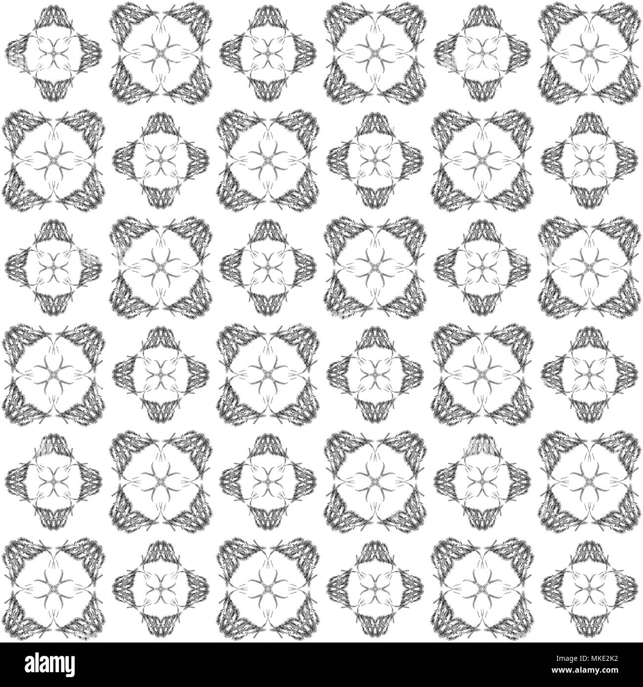 Seamless abstract black texture fractal patterns on white background ...