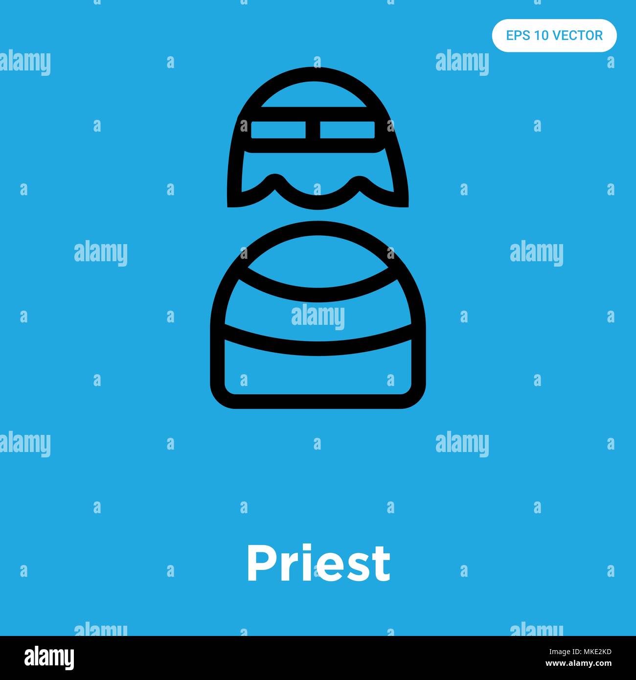 Priest vector icon isolated on blue background, sign and symbol Stock ...