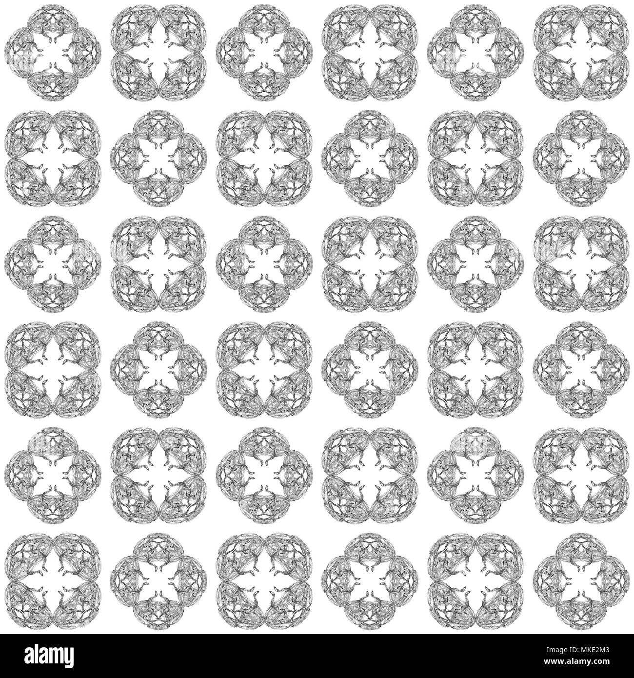 Seamless abstract black texture fractal patterns on white background ...