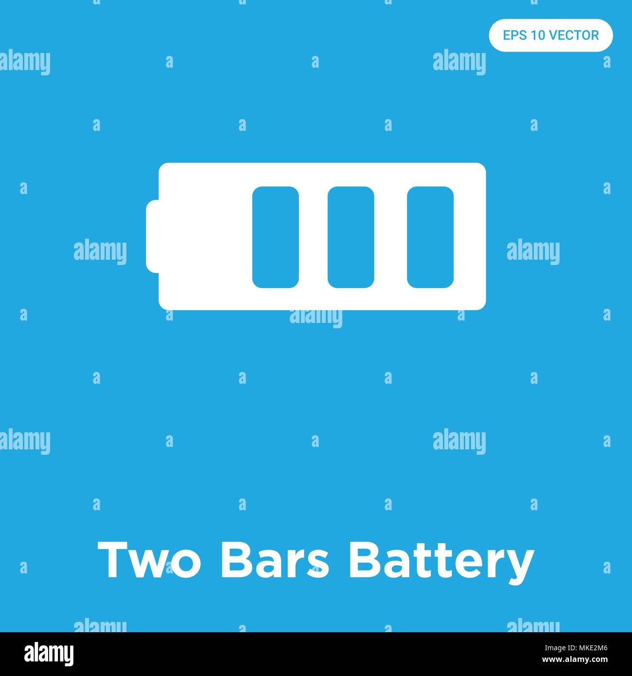 Two Bars Battery vector icon isolated on blue background, sign and ...