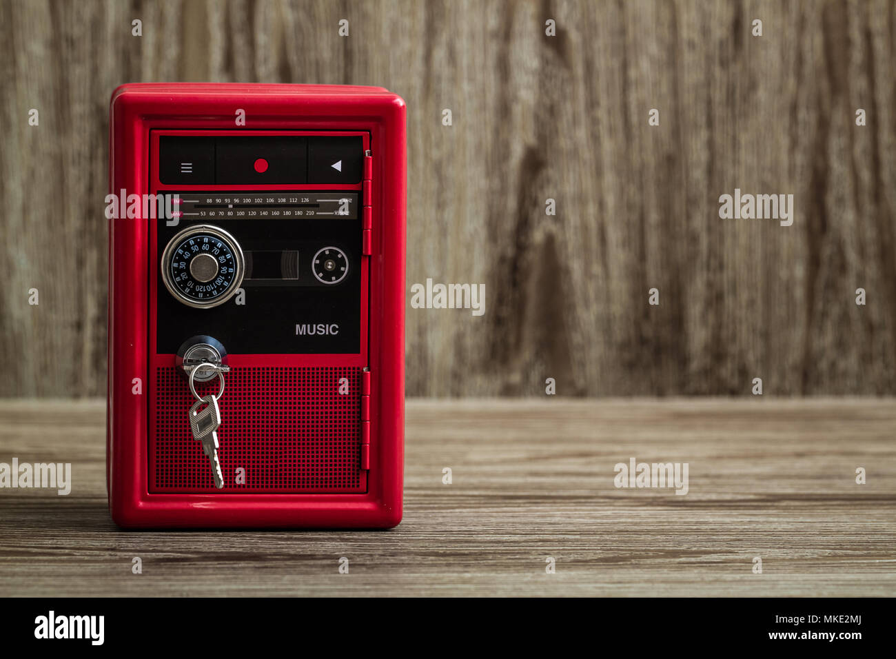 Metal lock toy box bank safe with cassette player design Stock Photo ...
