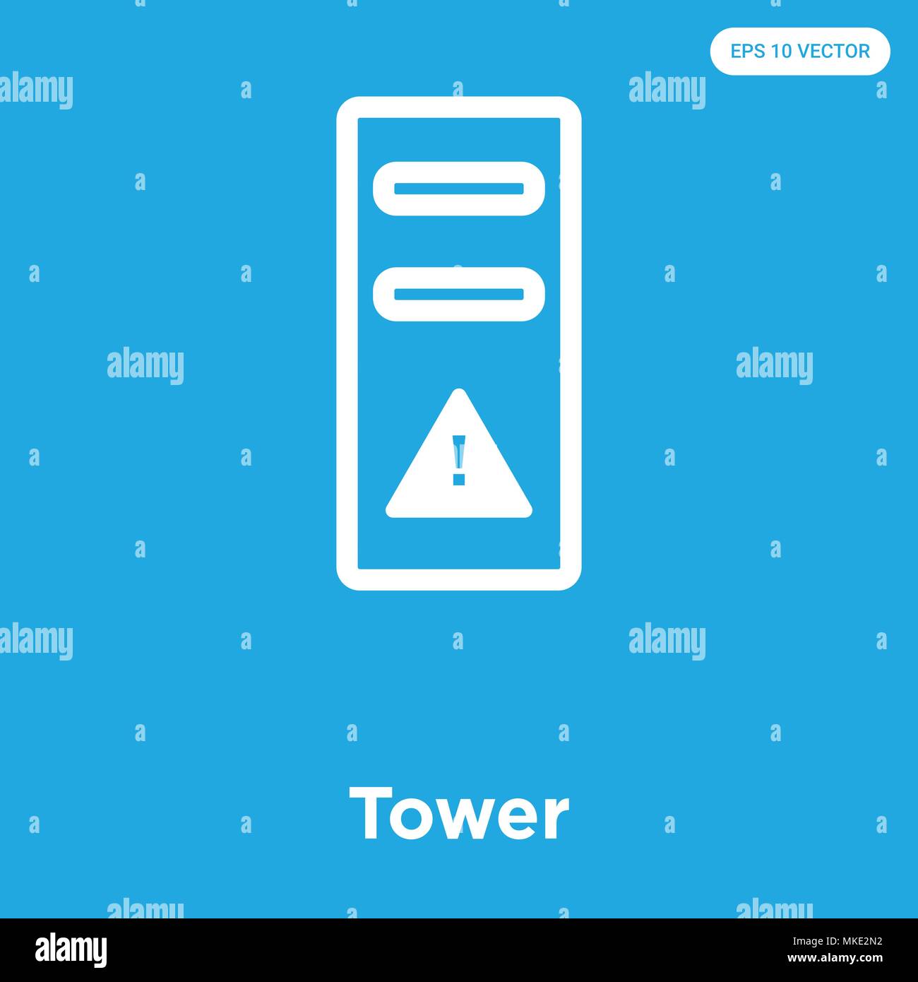 Tower vector icon isolated on blue background, sign and symbol Stock ...
