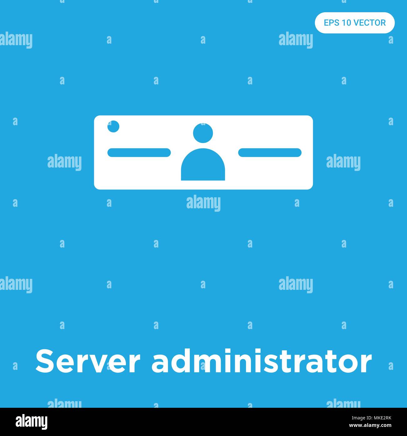 Server administrator vector icon isolated on blue background, sign and ...