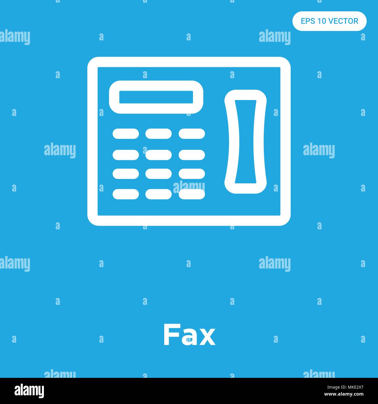 Fax vector icon isolated on blue background, sign and symbol Stock ...