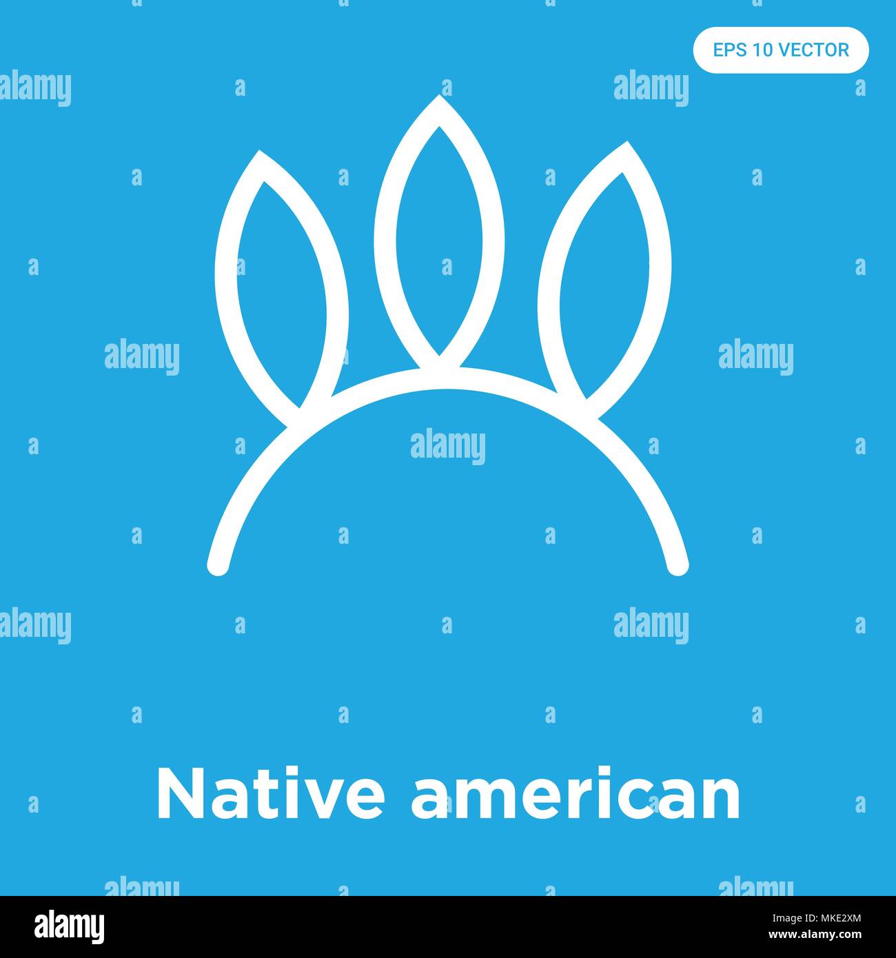 Native american vector icon isolated on blue background, sign and ...