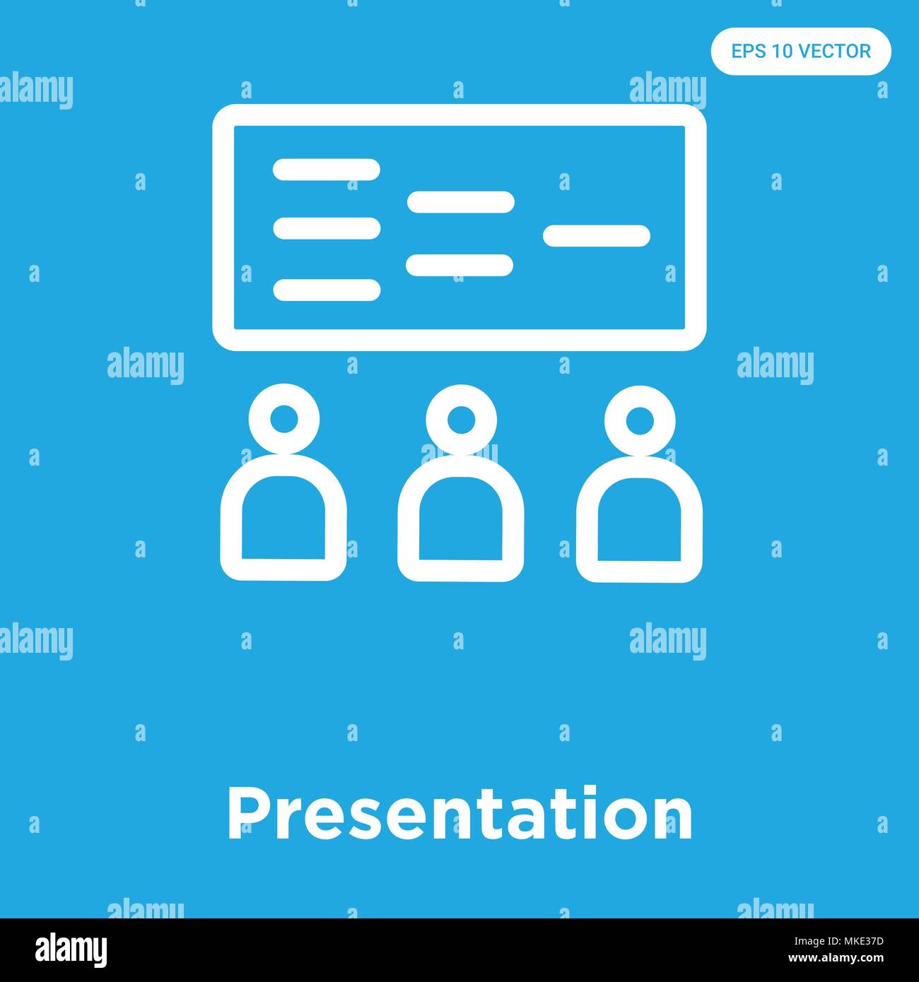 Presentation vector icon isolated on blue background, sign and symbol ...