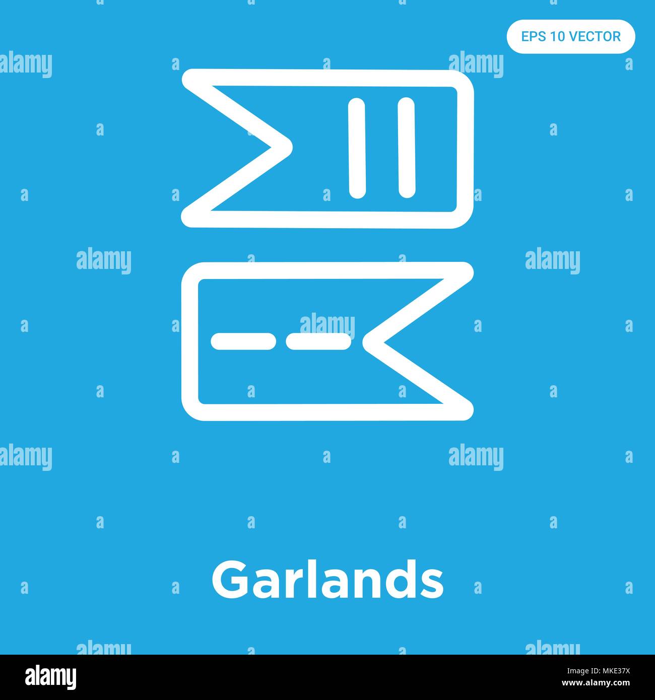 Garlands vector icon isolated on blue background, sign and symbol Stock ...