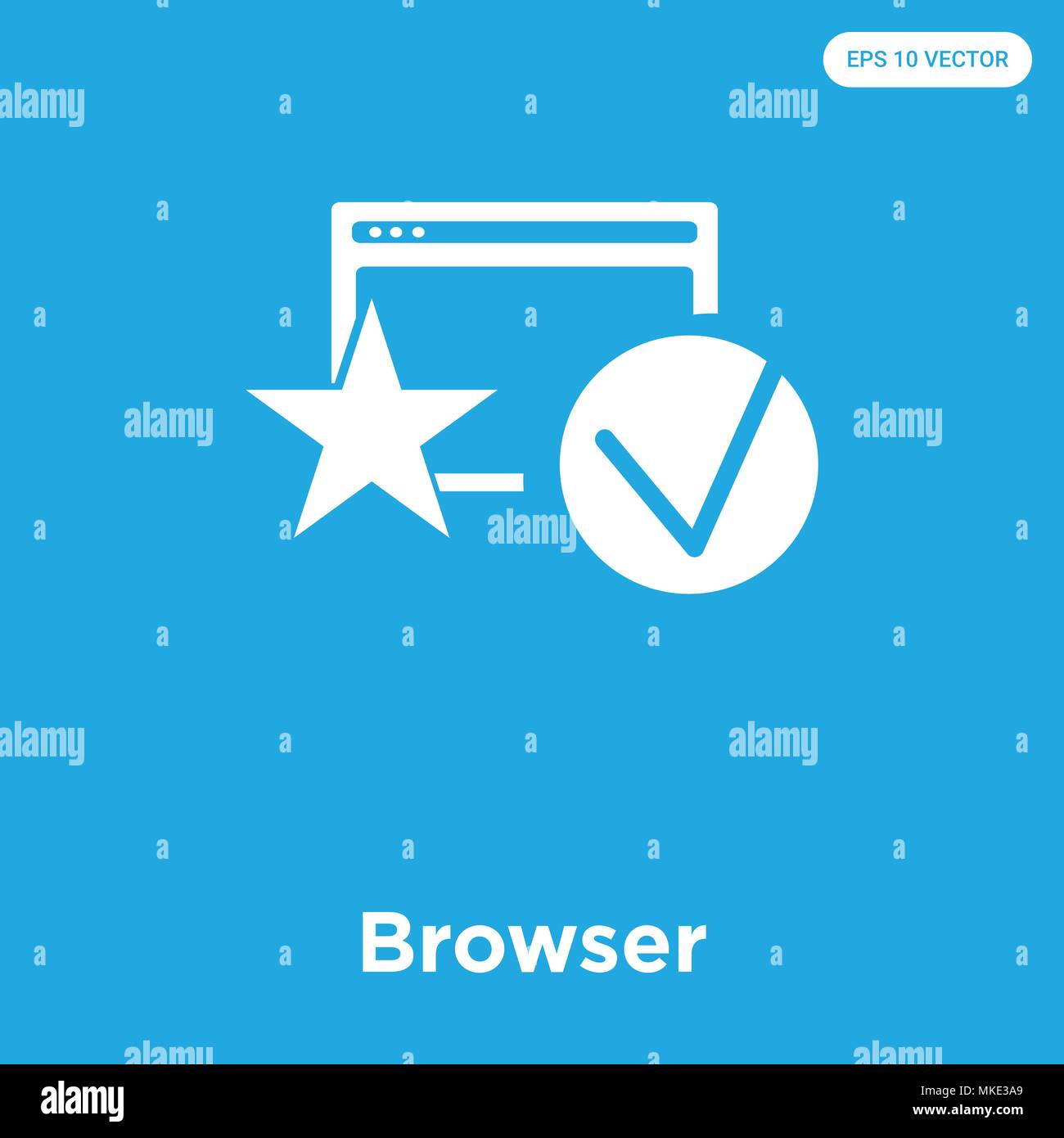 Browser vector icon isolated on blue background, sign and symbol Stock ...