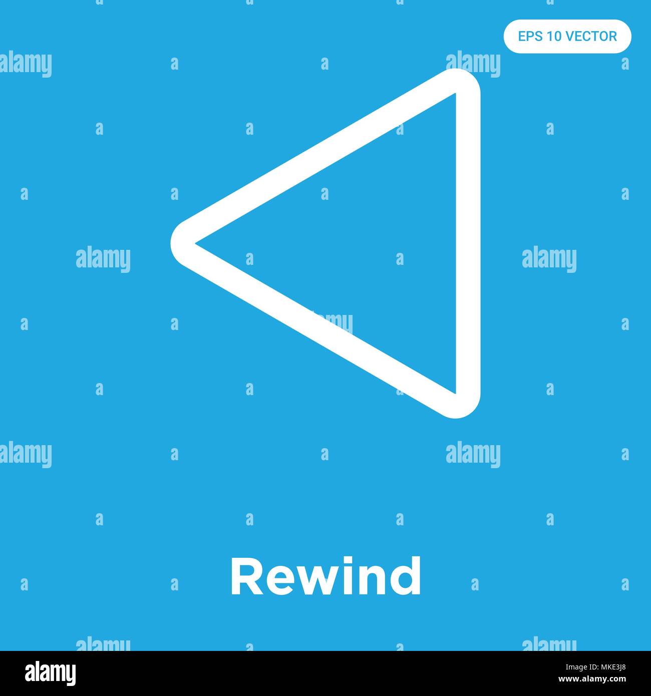 Rewind vector icon isolated on blue background, sign and symbol Stock ...