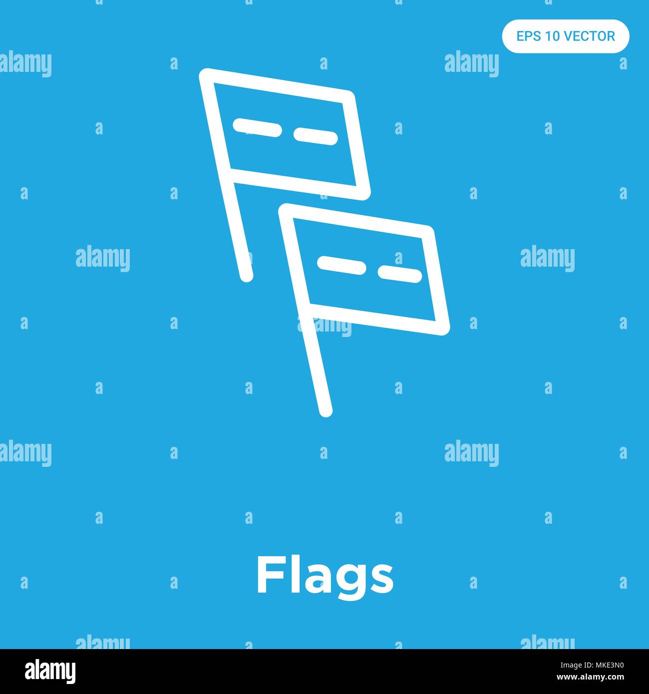 Flags vector icon isolated on blue background, sign and symbol Stock ...