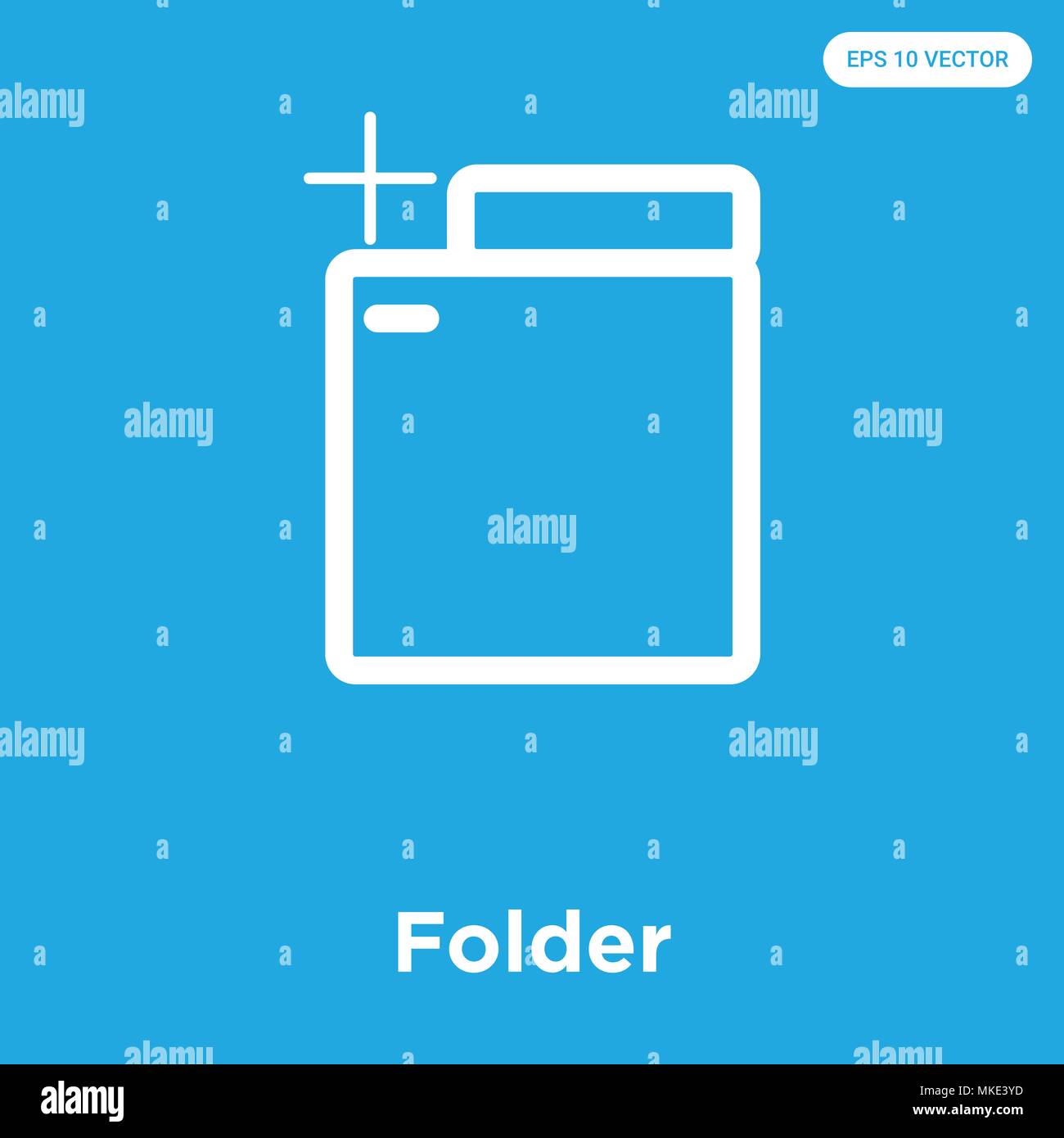 Folder vector icon isolated on blue background, sign and symbol Stock ...