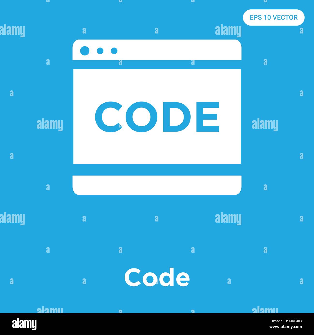 Code vector icon isolated on blue background, sign and symbol Stock ...