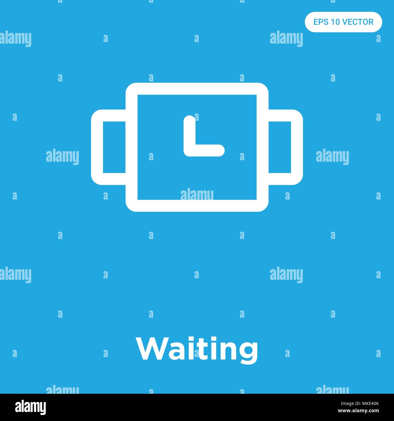 Waiting vector icon isolated on blue background, sign and symbol Stock ...