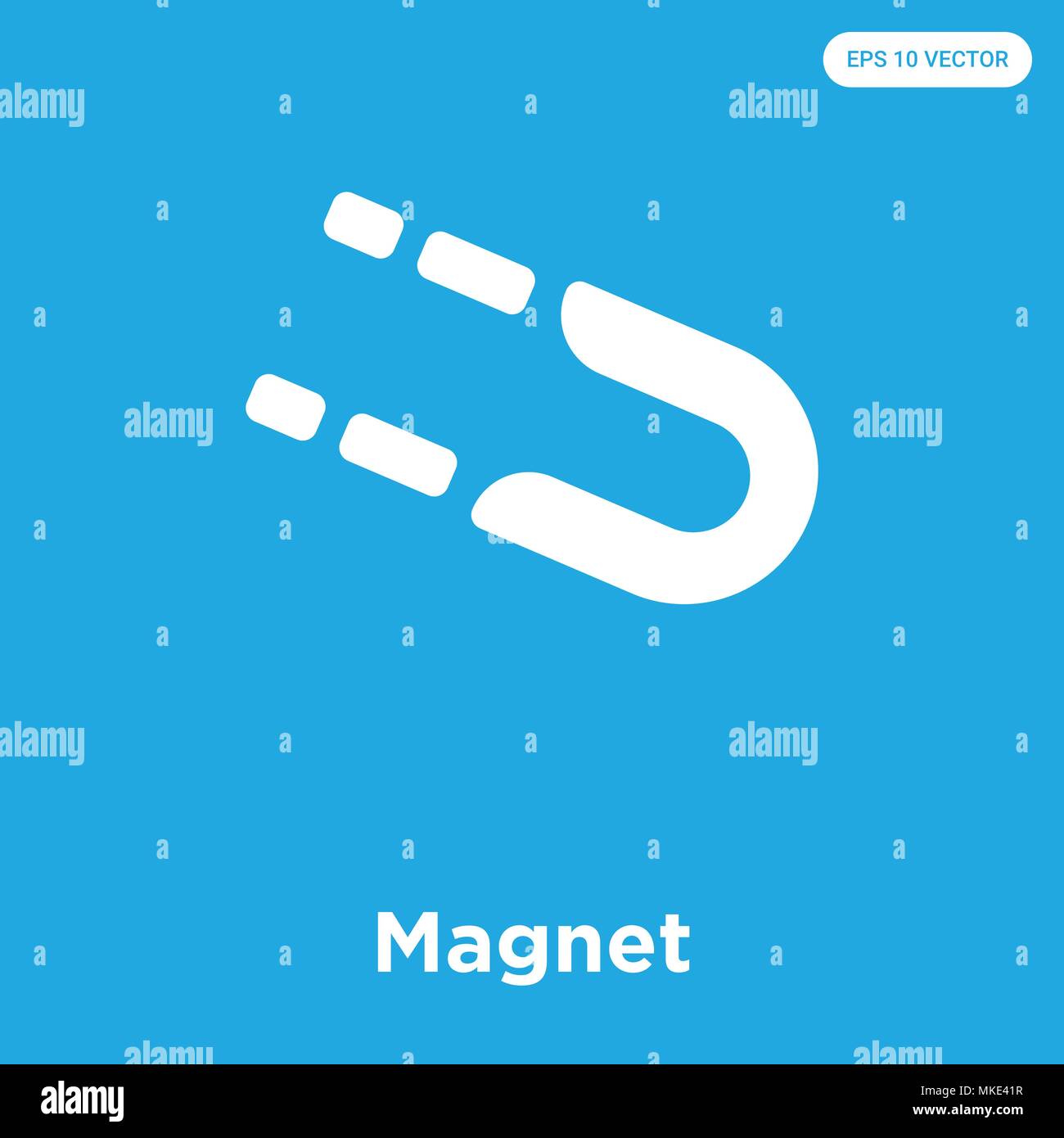 Magnet vector icon isolated on blue background, sign and symbol Stock ...