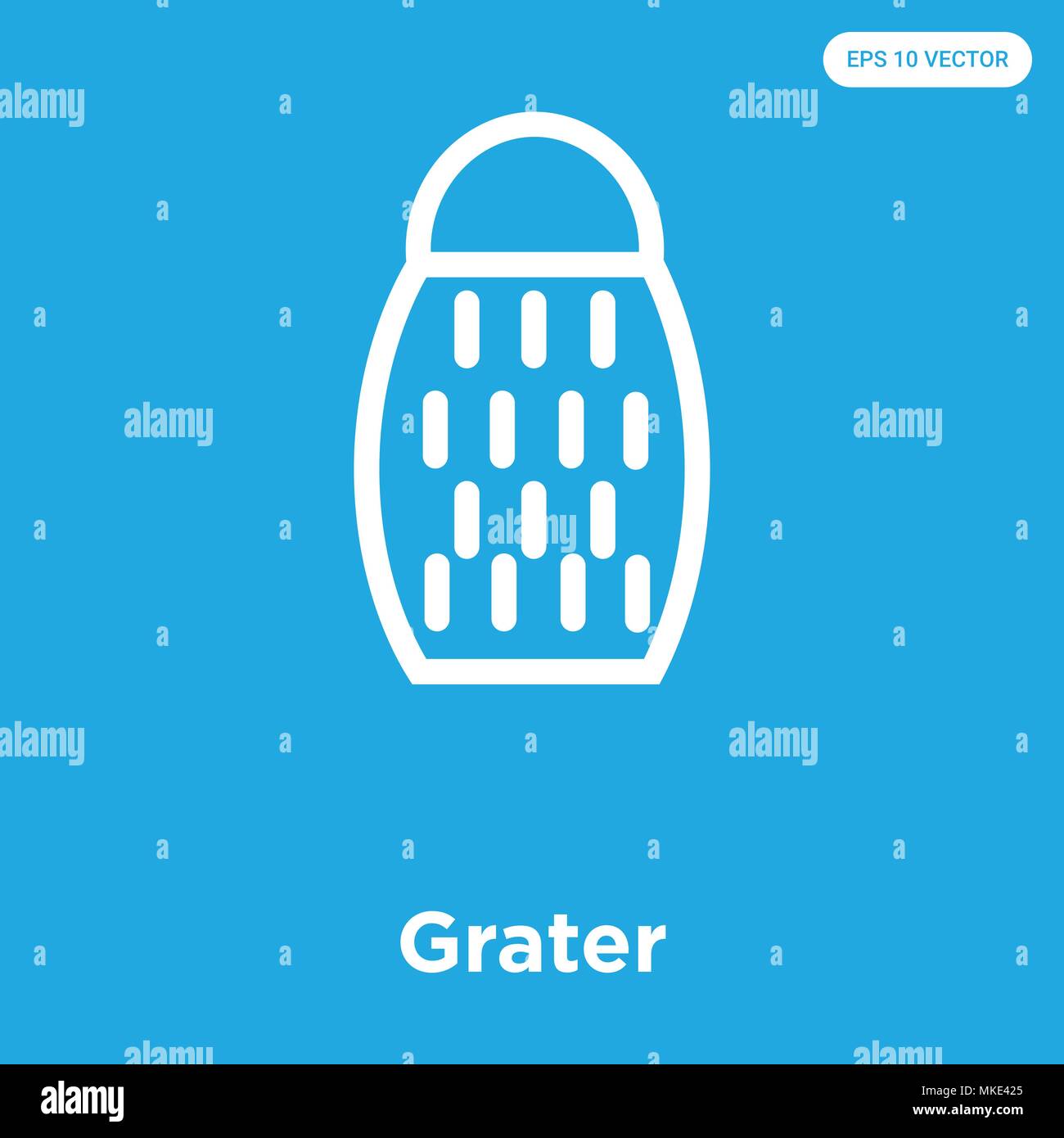 Grater vector icon isolated on blue background, sign and symbol Stock ...