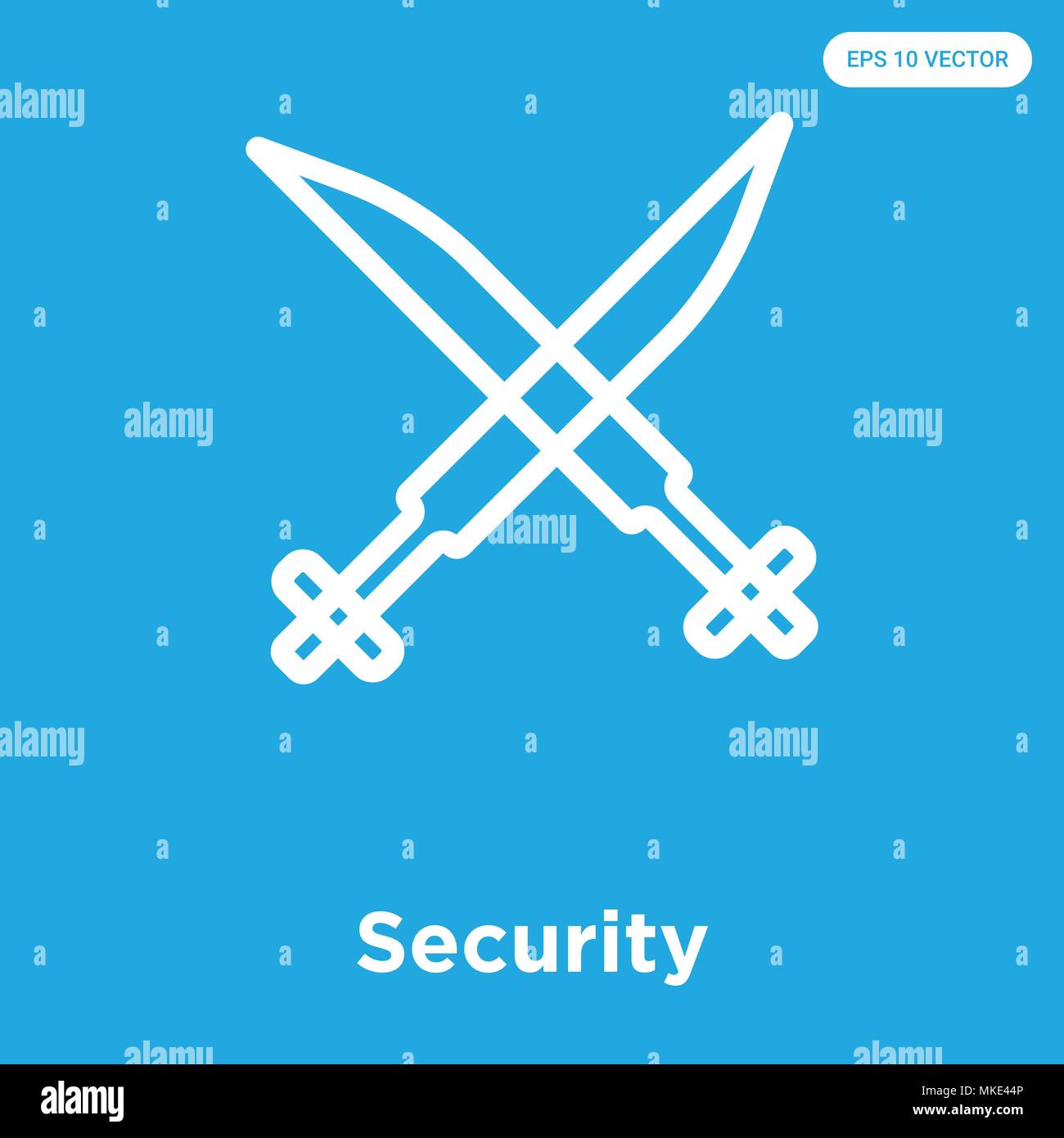Security vector icon isolated on blue background, sign and symbol Stock ...