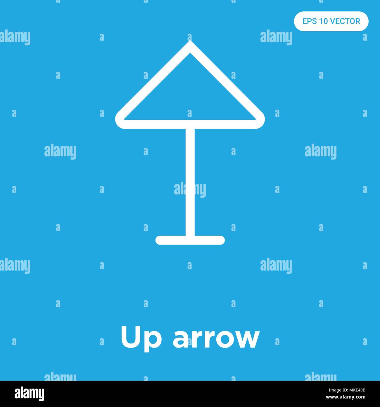 Up arrow vector icon isolated on blue background, sign and symbol Stock ...